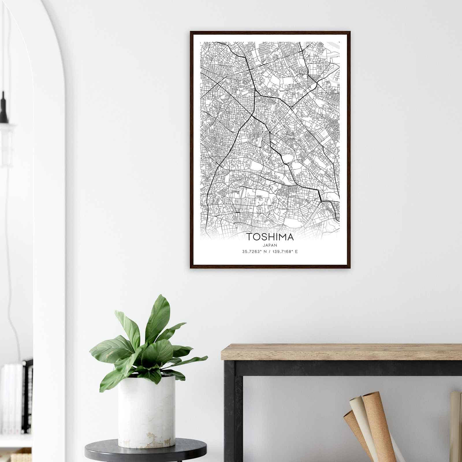 Toshima Japan Map Poster, Toshima City Road Wall Art Print - Custom ...