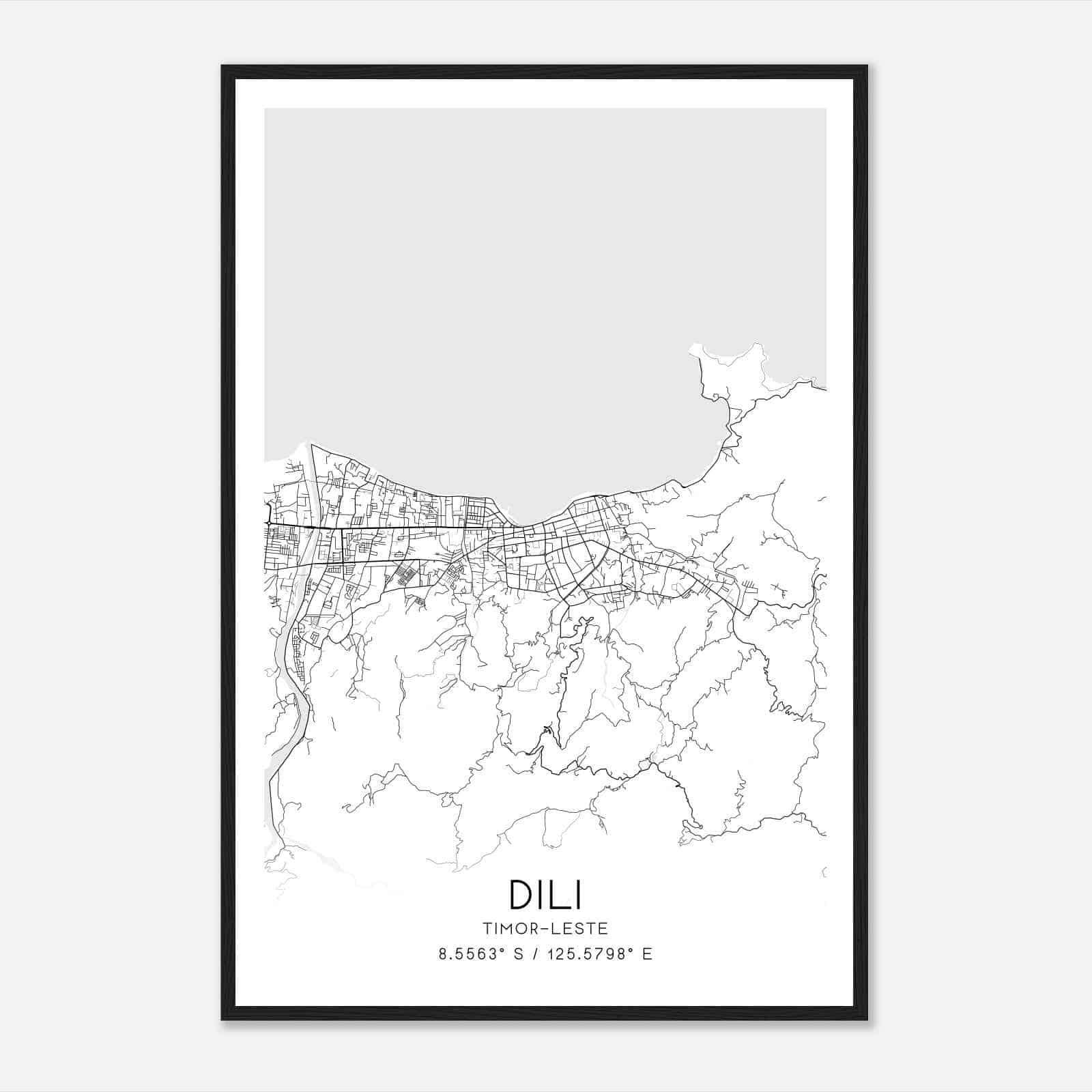 Dili Timor-Leste Map Poster, Dili City Road Wall Art Print - Custom ...