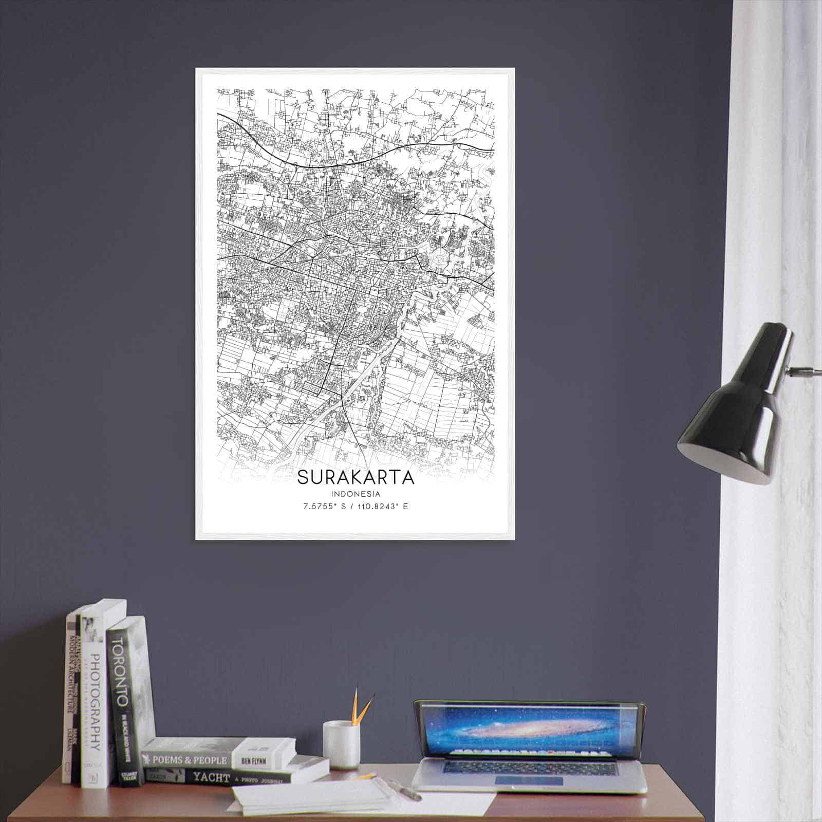 Surakarta Indonesia Map Poster, Surakarta City Road Wall Art Print ...