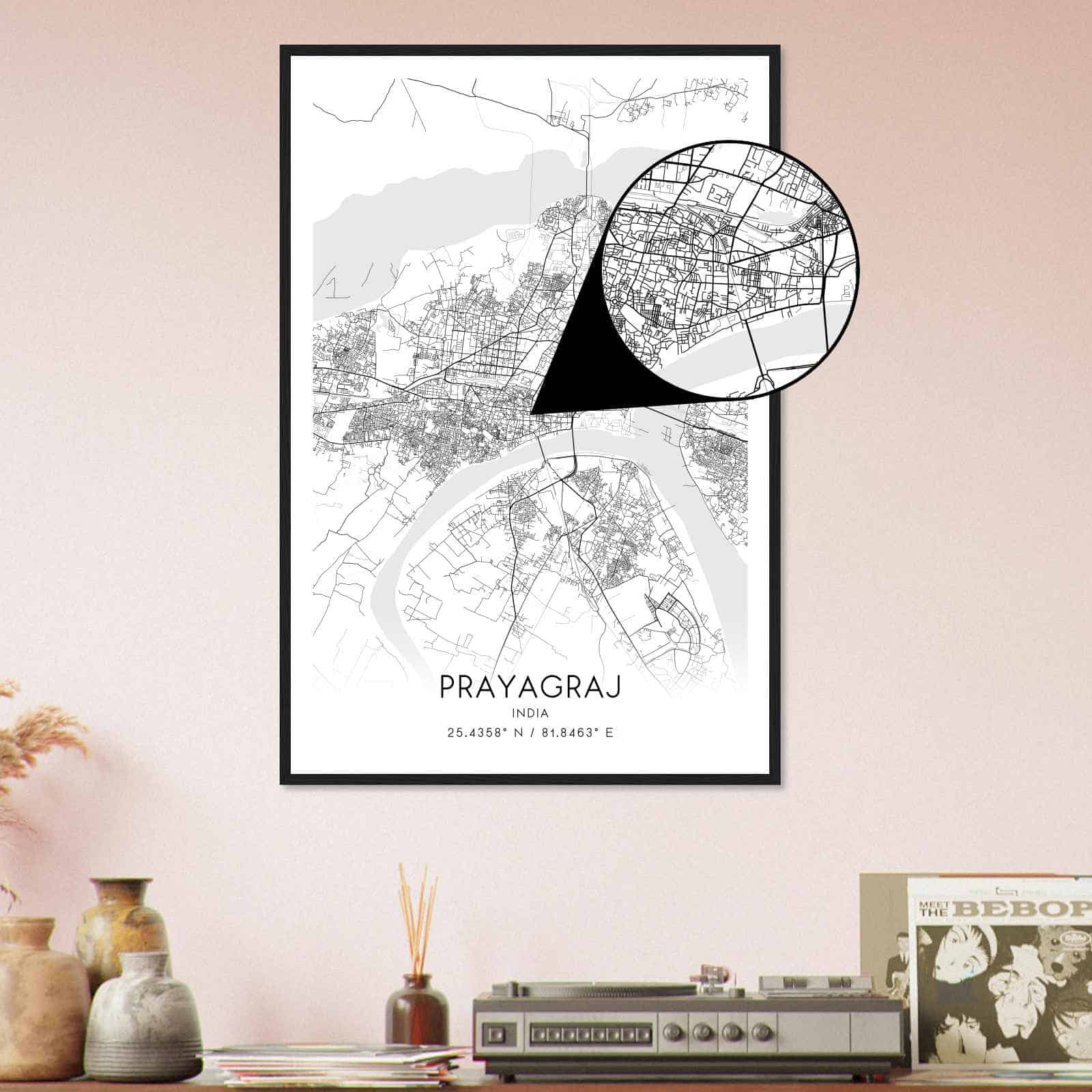 Prayagraj India Map Poster, Prayagraj City Road Wall Art Print - Custom ...