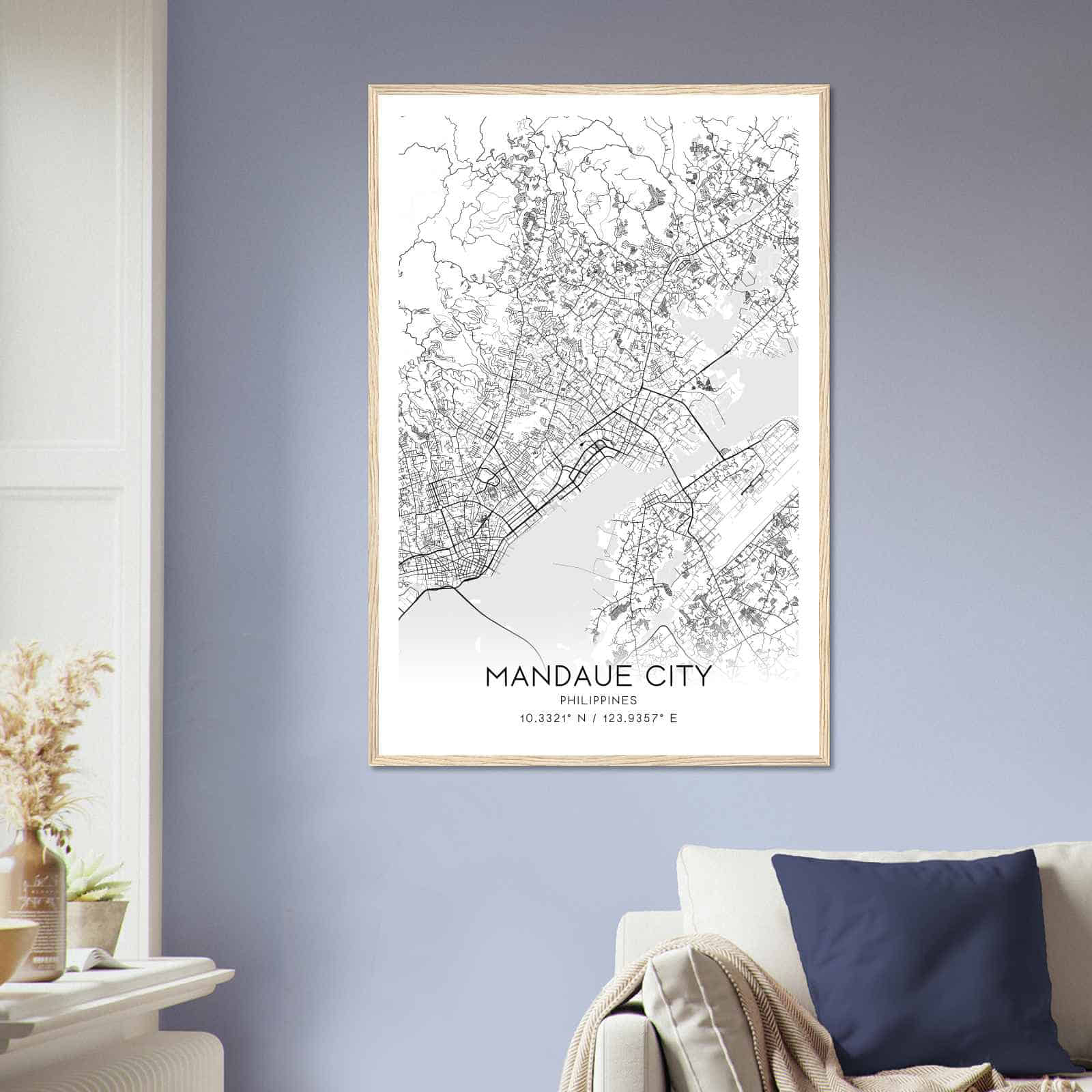 Mandaue City Philippines Map Poster, Mandaue City City Road Wall Art ...