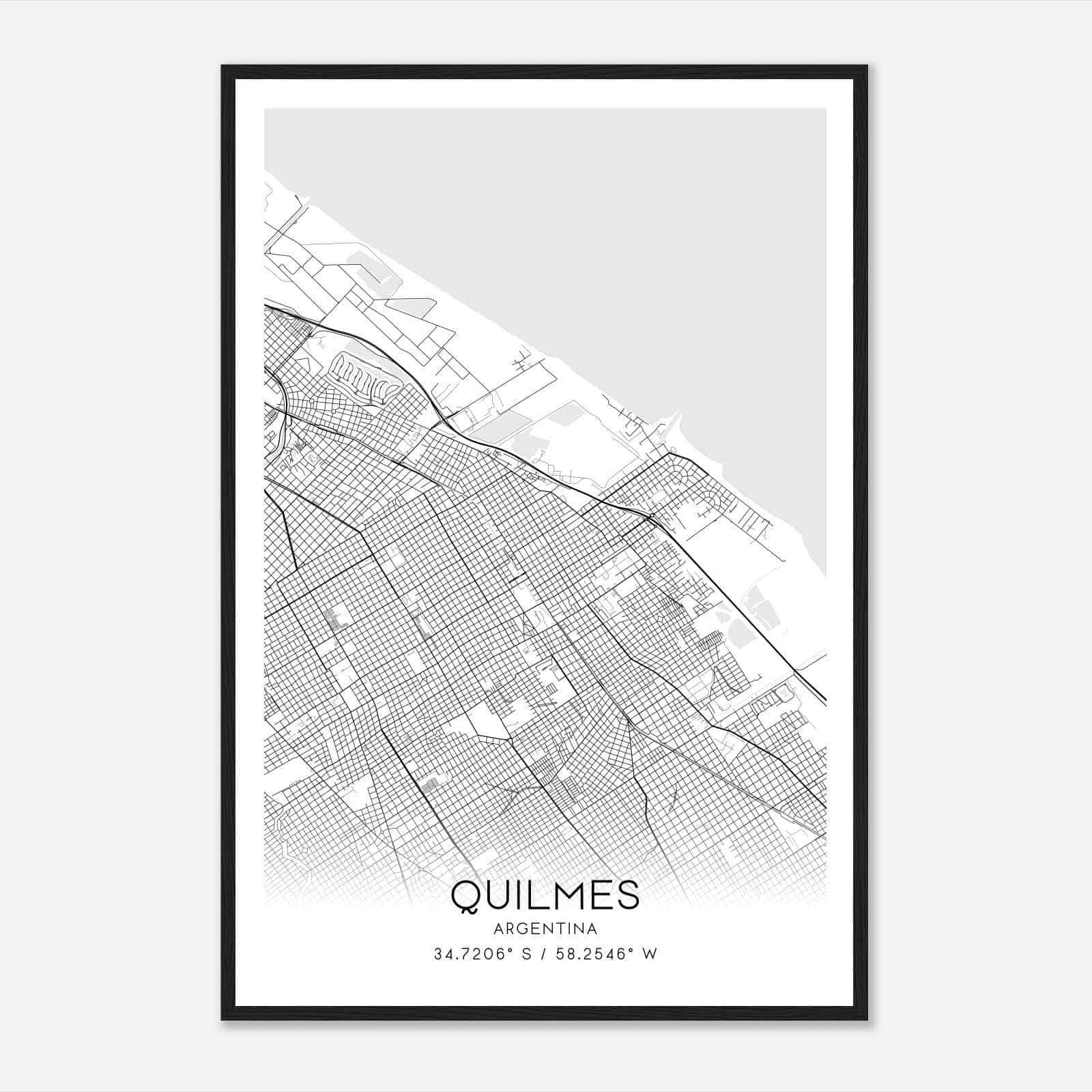 Quilmes Argentina Map Poster, Quilmes City Road Wall Art Print - Custom ...