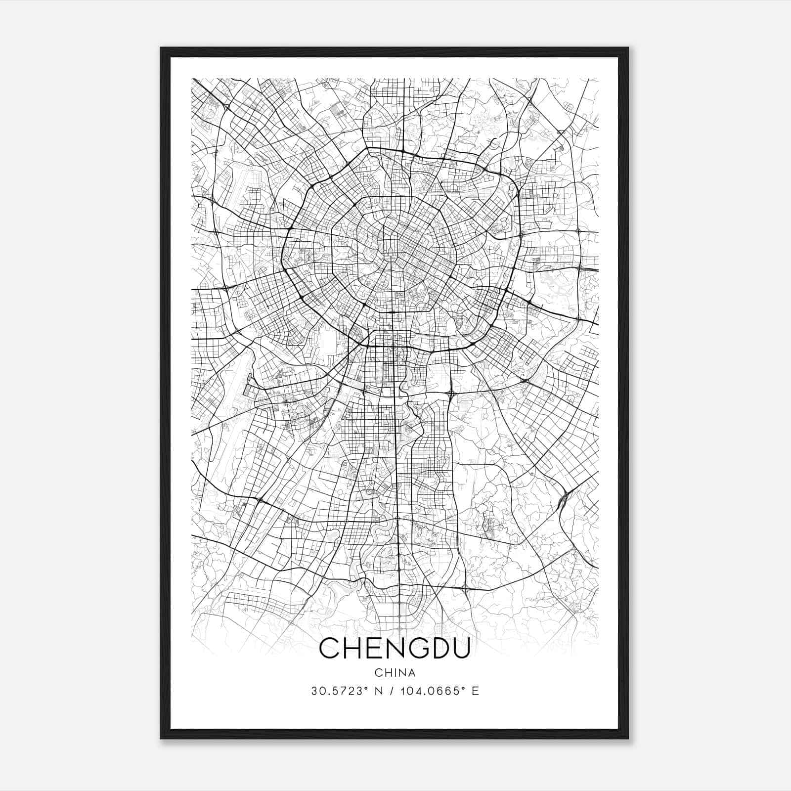 Chengdu China Map Poster, Chengdu City Road Wall Art Print - Custom ...