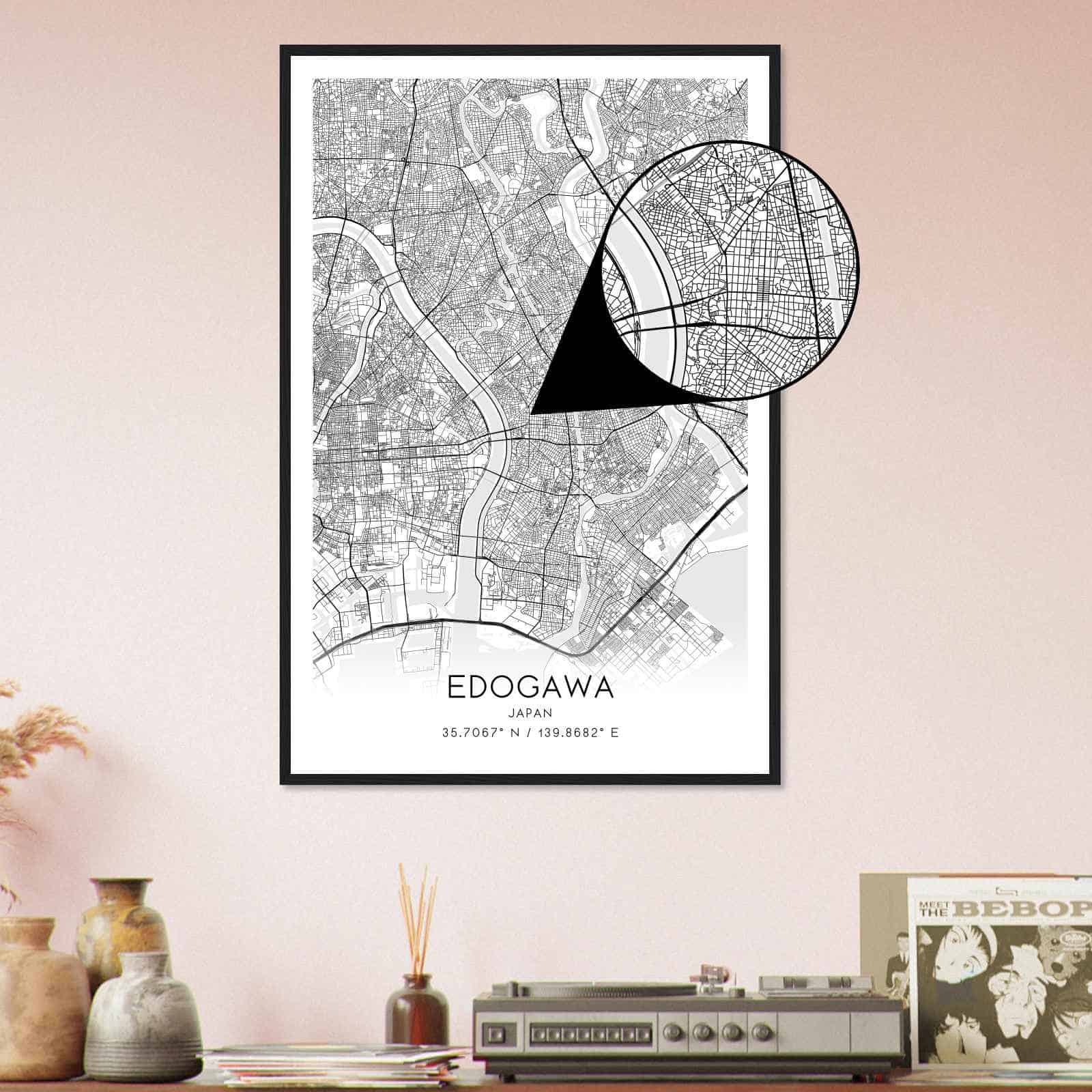 Edogawa Japan Map Poster, Edogawa City Road Wall Art Print - Custom ...