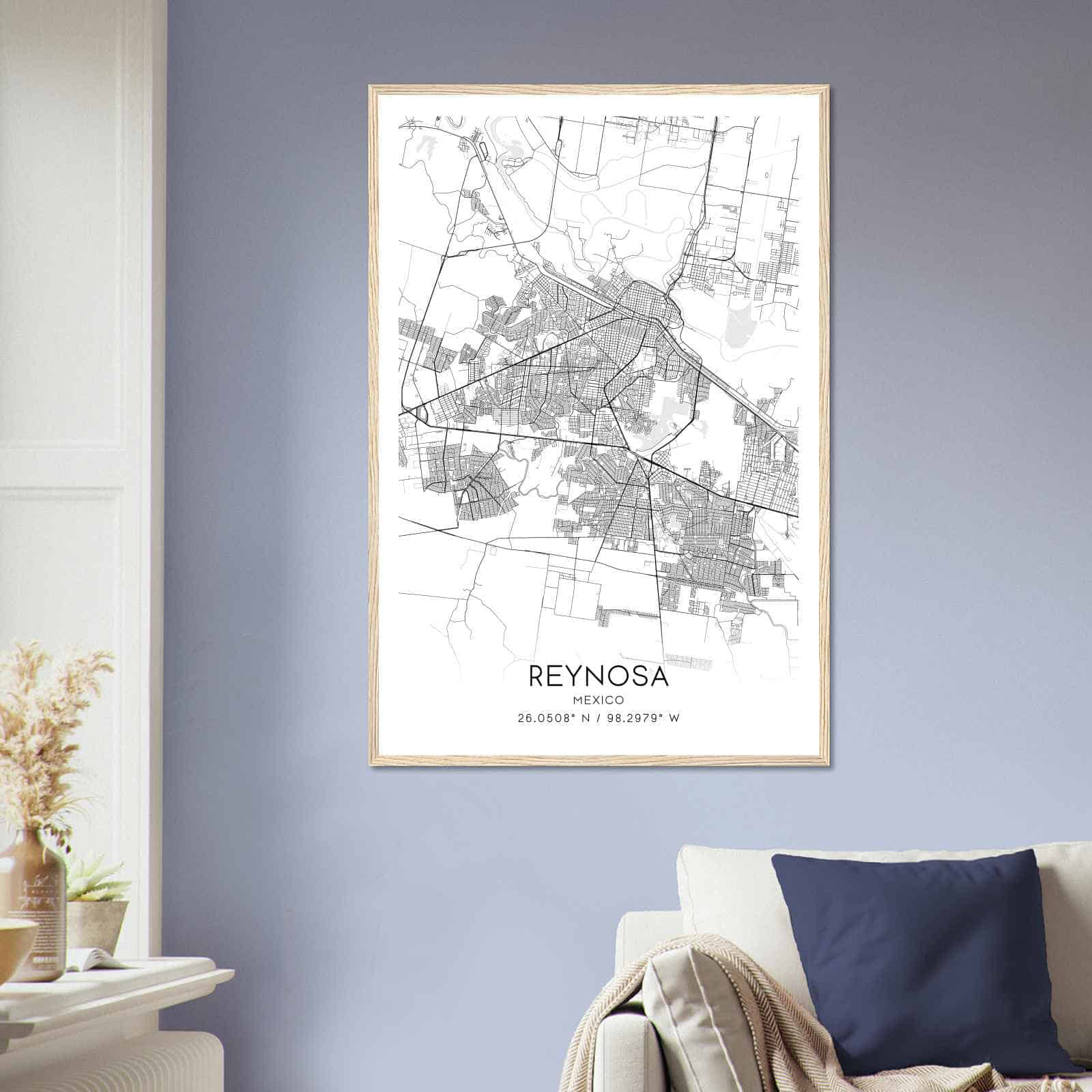 Reynosa Mexico Map Poster, Reynosa City Road Wall Art Print - Custom ...