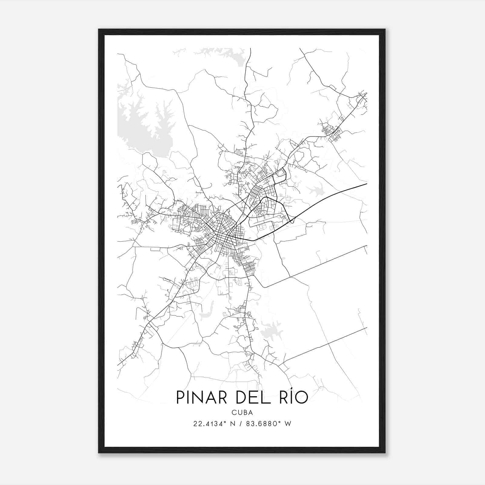 Pinar del Rio Cuba Map Poster, Pinar del Rio City Road Wall Art Print ...