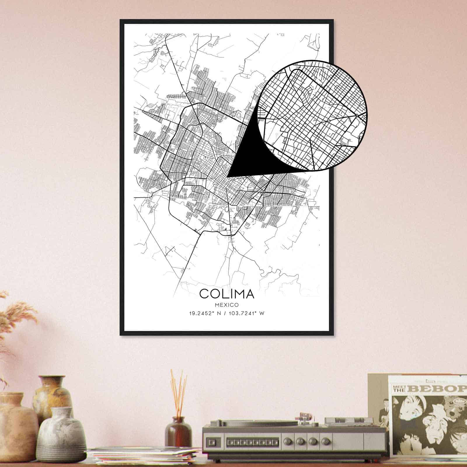 Colima Mexico Map Poster, Colima City Road Wall Art Print - Custom Maps ...