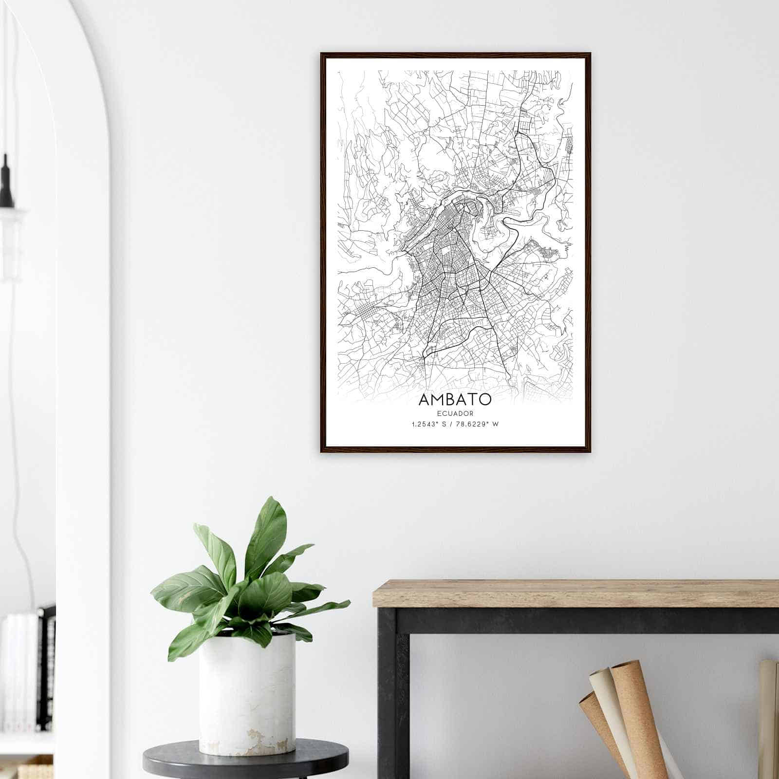 Ambato Ecuador Map Poster, Ambato City Road Wall Art Print - Custom ...