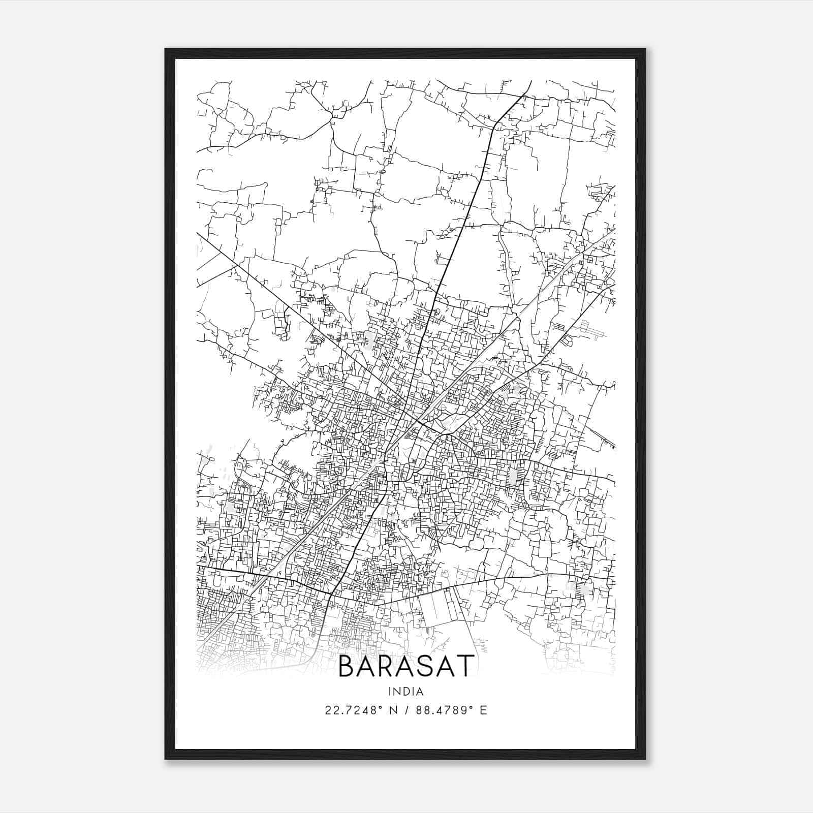 Barasat India Map Poster, Barasat City Road Wall Art Print - Custom ...
