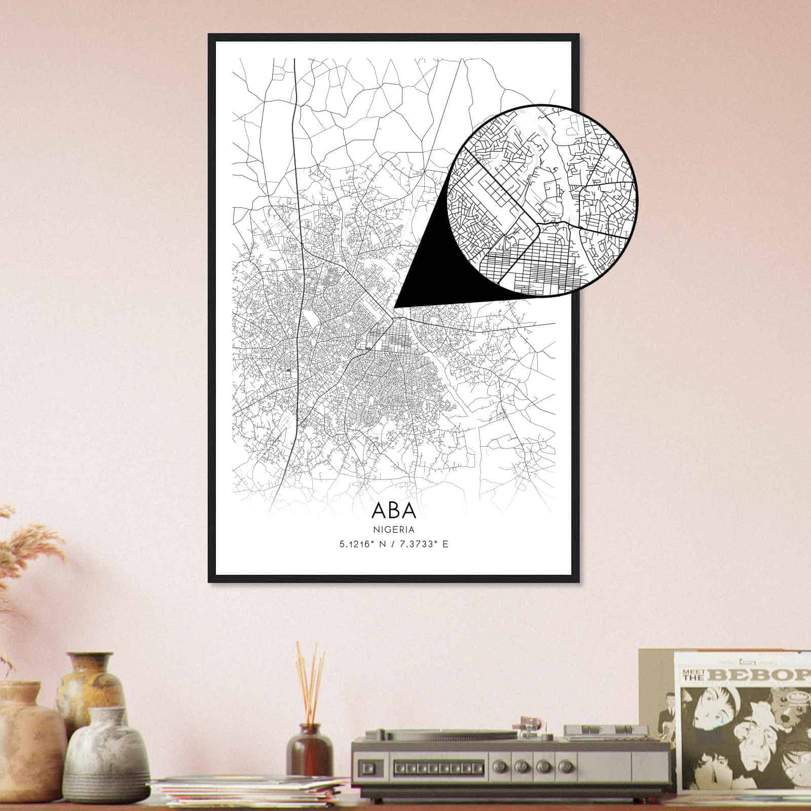Aba Nigeria Map Poster, Aba City Road Wall Art Print - Custom Maps ...