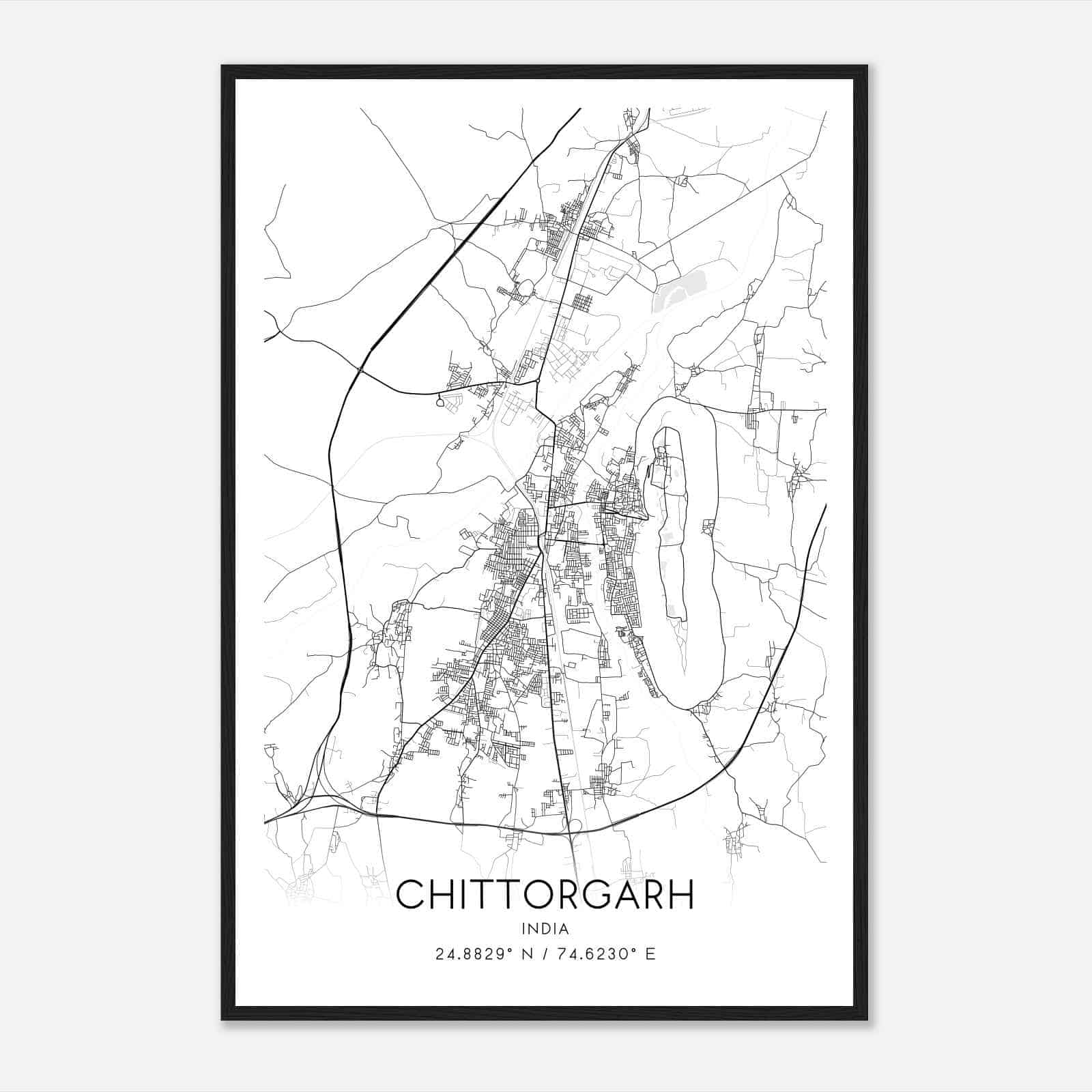 Chittorgarh India Map Poster, Chittorgarh City Road Wall Art Print ...