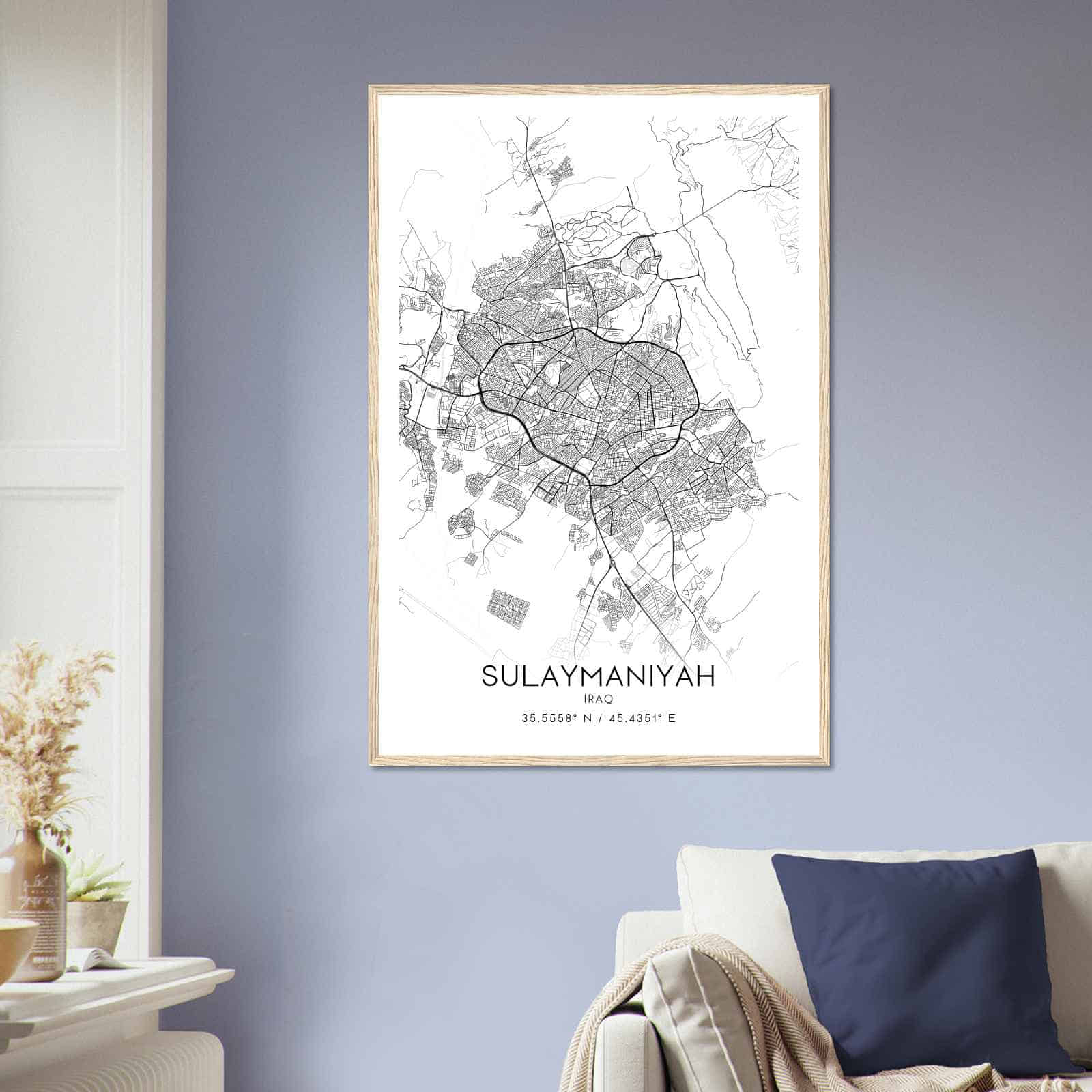 Sulaymaniyah Iraq Map Poster, Sulaymaniyah City Road Wall Art Print ...