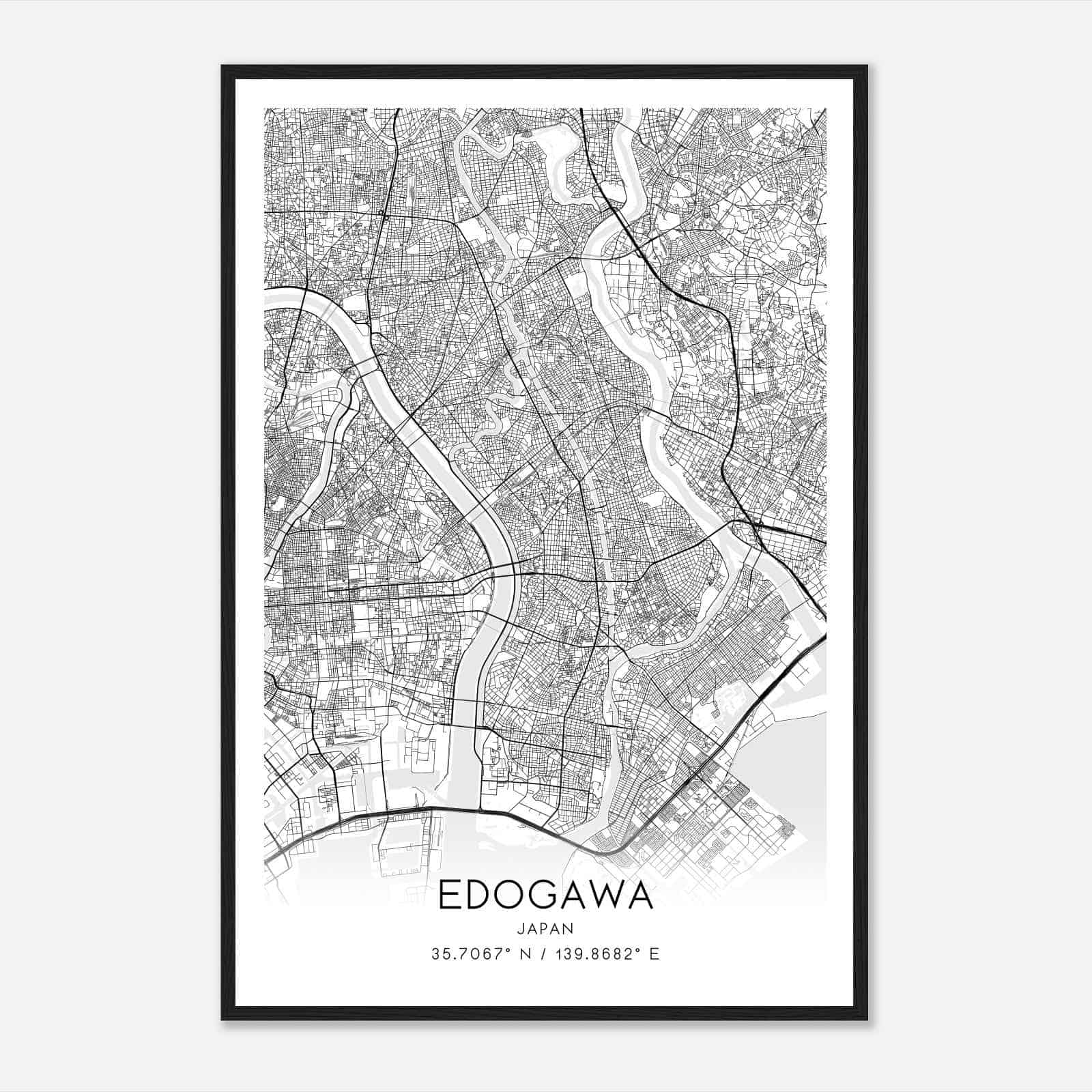 Edogawa Japan Map Poster, Edogawa City Road Wall Art Print - Custom ...