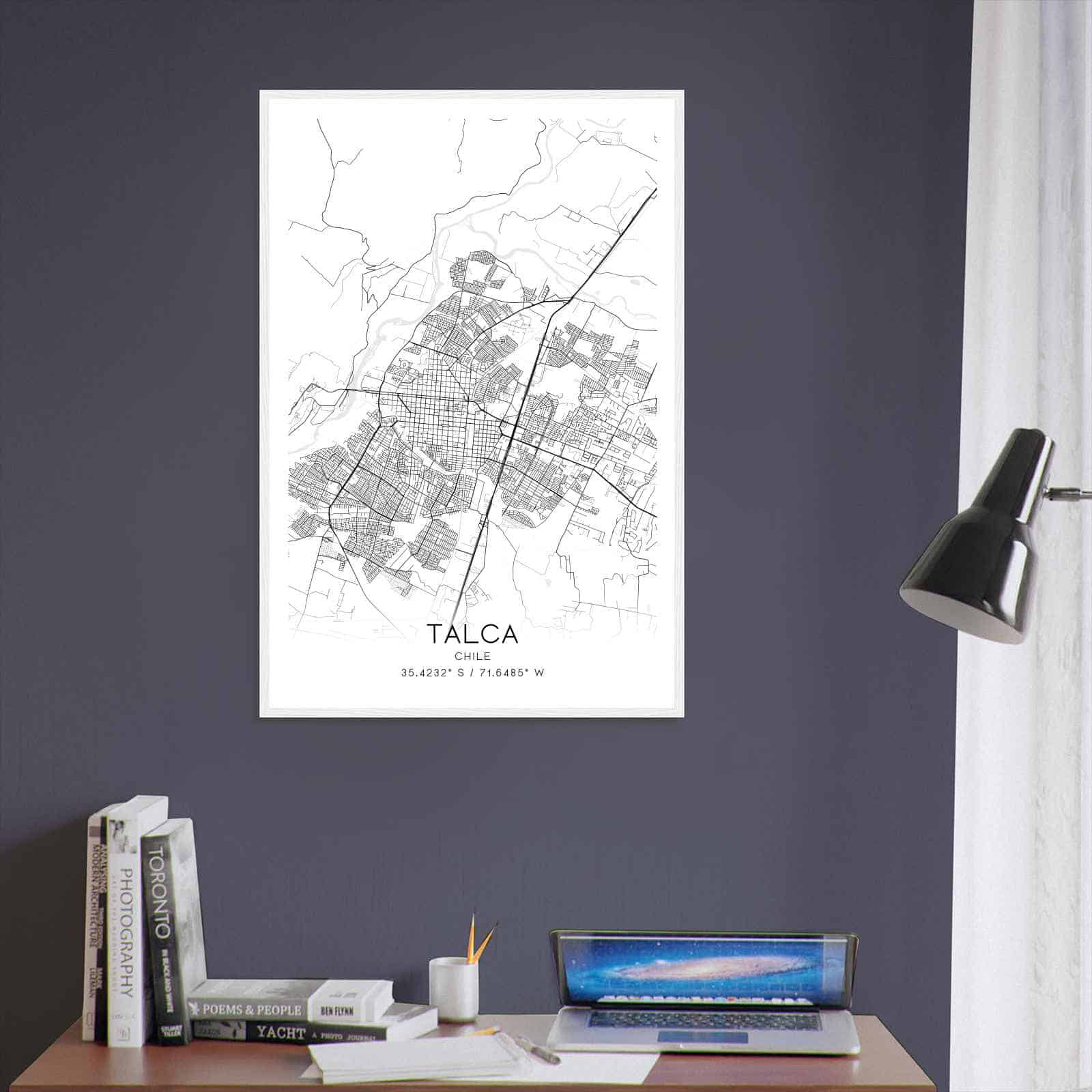 Talca Chile Map Poster, Talca City Road Wall Art Print - Custom Maps ...
