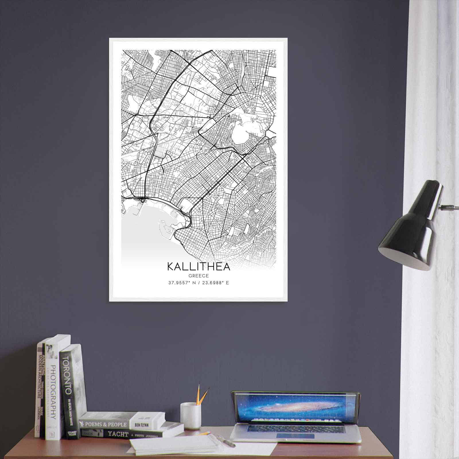 Kallithea Greece Map Poster, Kallithea City Road Wall Art Print ...