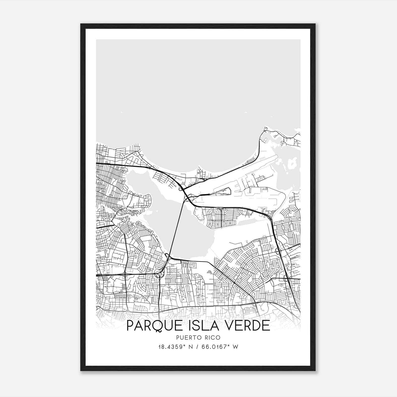 Parque Isla Verde Puerto Rico Map Poster, Parque Isla Verde City Road ...