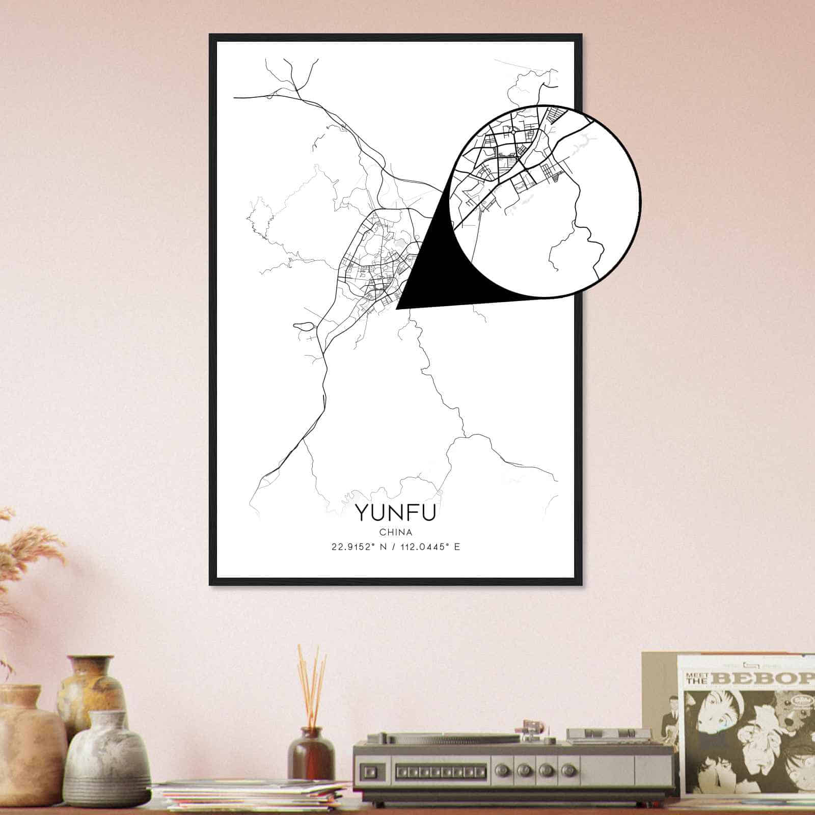 Yunfu China Map Poster, Yunfu City Road Wall Art Print - Custom Maps ...