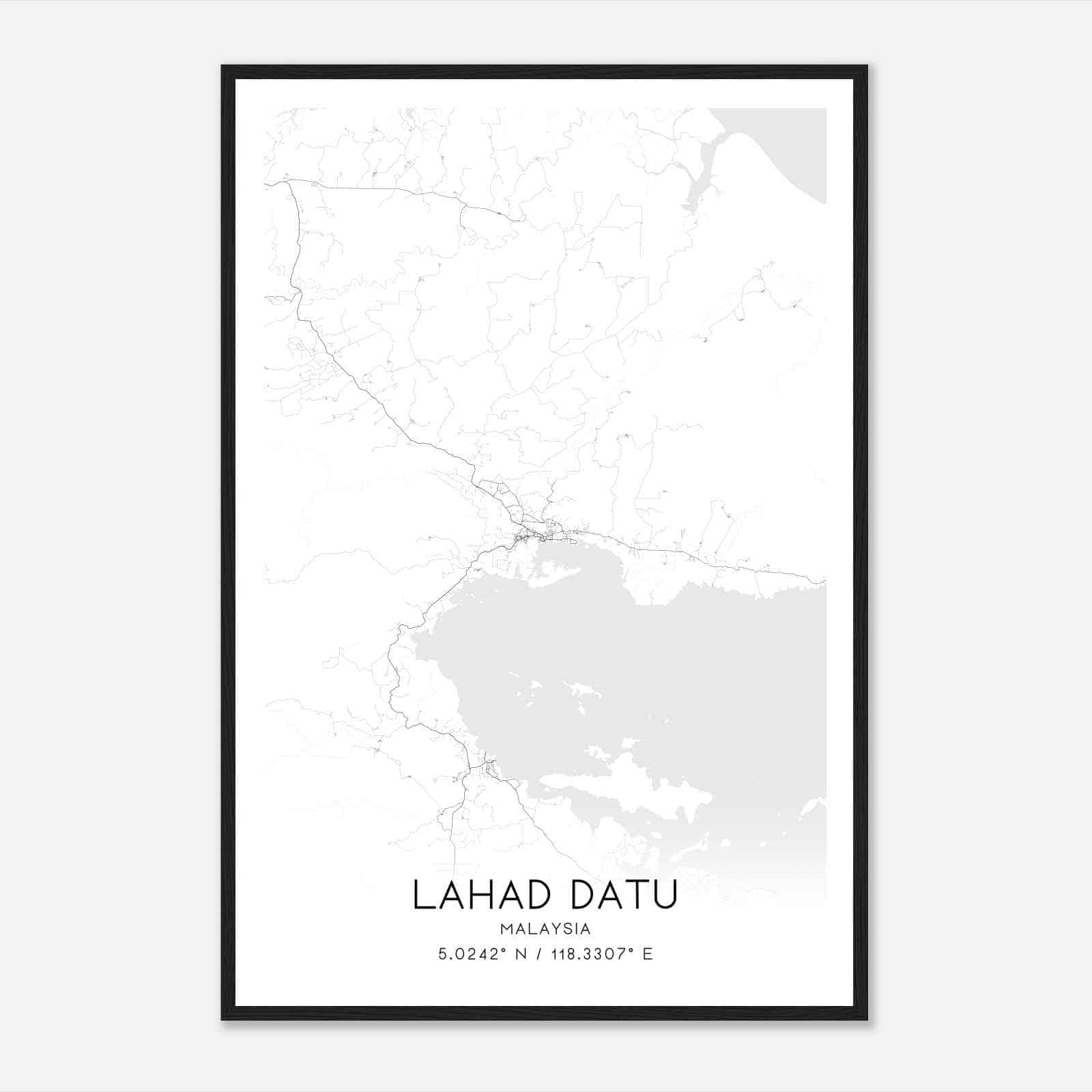 Lahad Datu Malaysia Map Poster, Lahad Datu City Road Wall Art Print ...