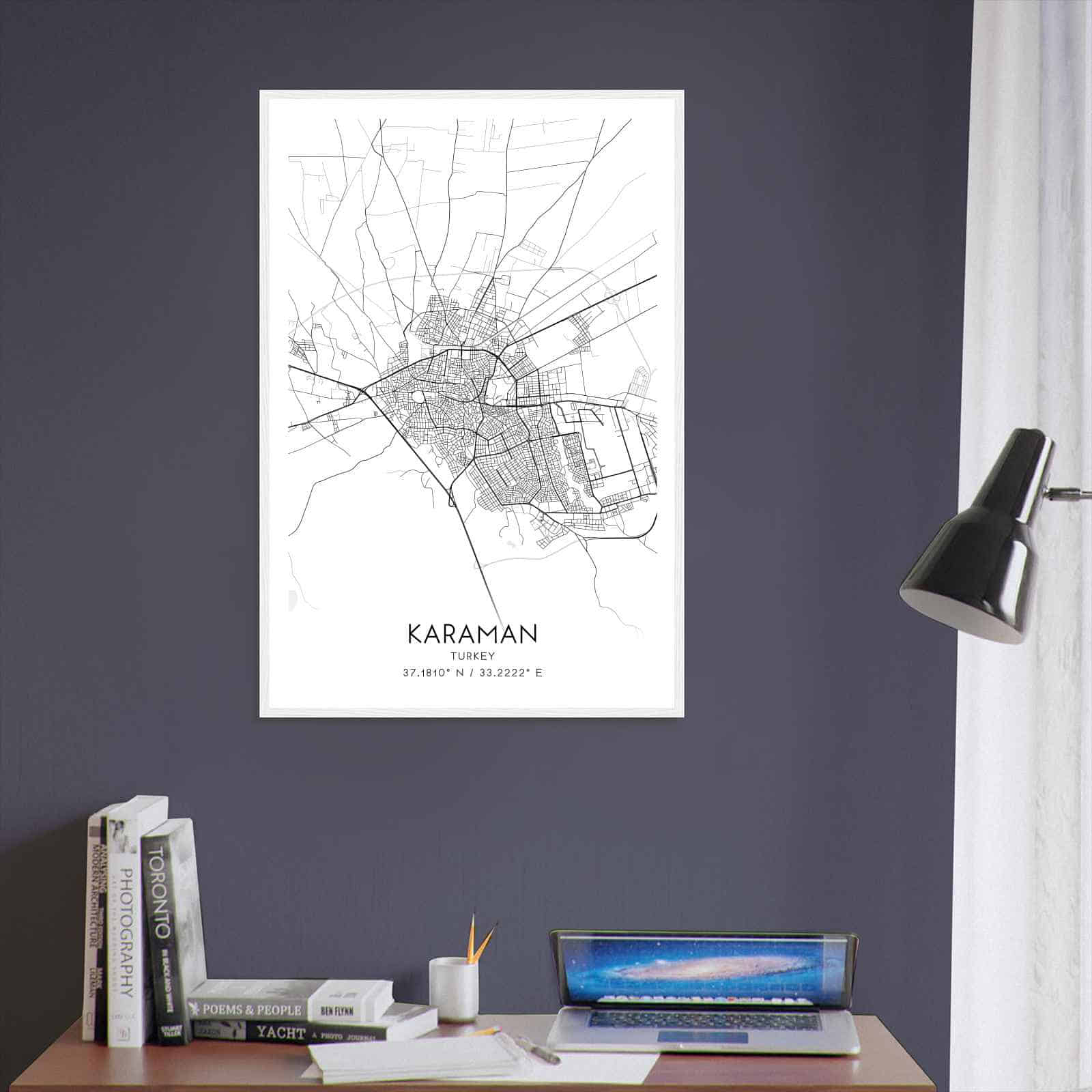 Karaman Turkey Map Poster, Karaman City Road Wall Art Print - Custom ...