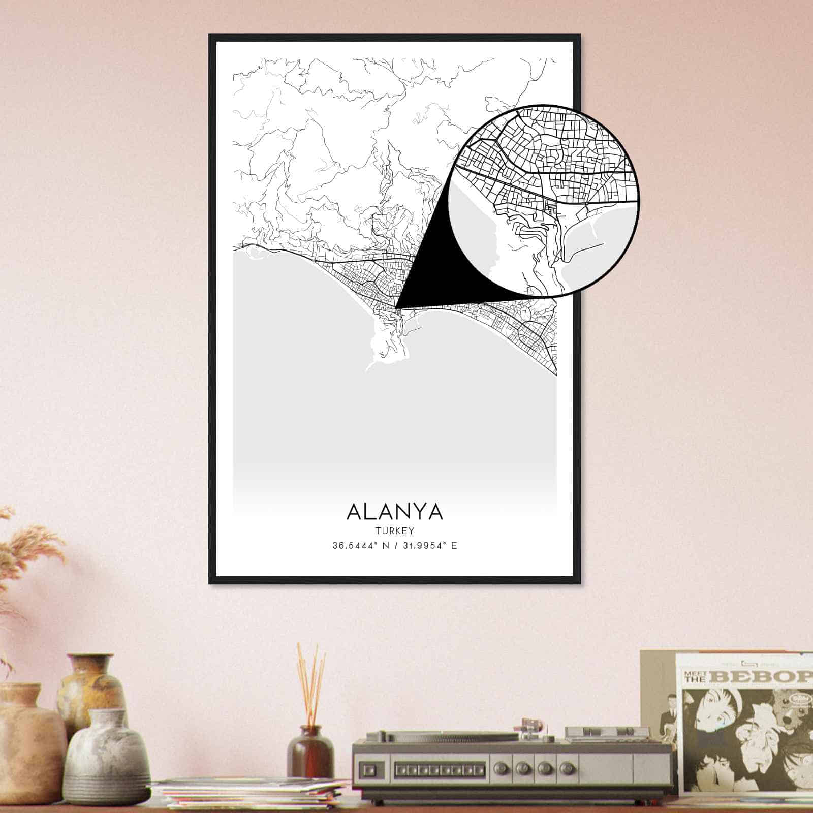 Alanya Turkey Map Poster, Alanya City Road Wall Art Print - Custom Maps ...