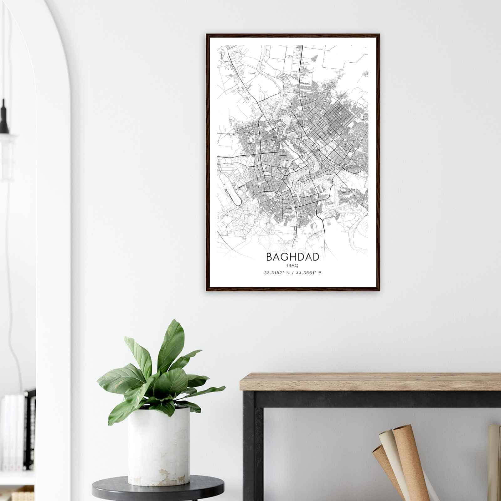 Baghdad Iraq Map Poster, Baghdad City Road Wall Art Print - Custom Maps ...