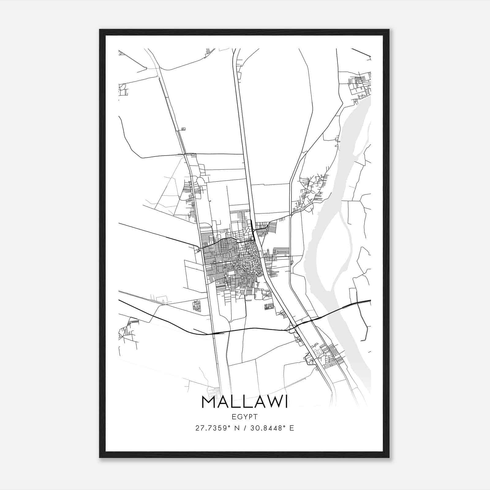 Mallawi Egypt Map Poster, Mallawi City Road Wall Art Print - Custom ...