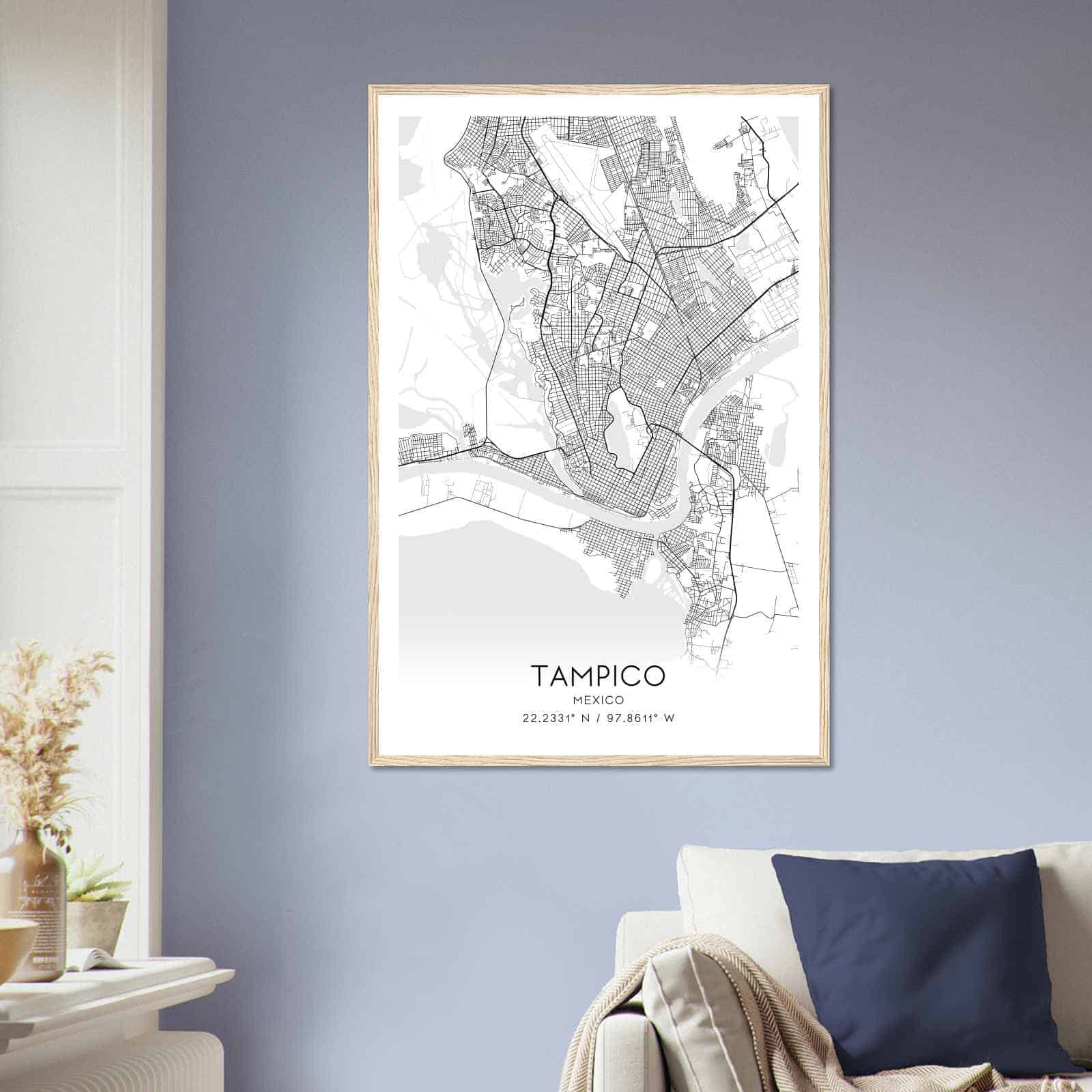 Tampico Mexico Map Poster, Tampico City Road Wall Art Print - Custom ...