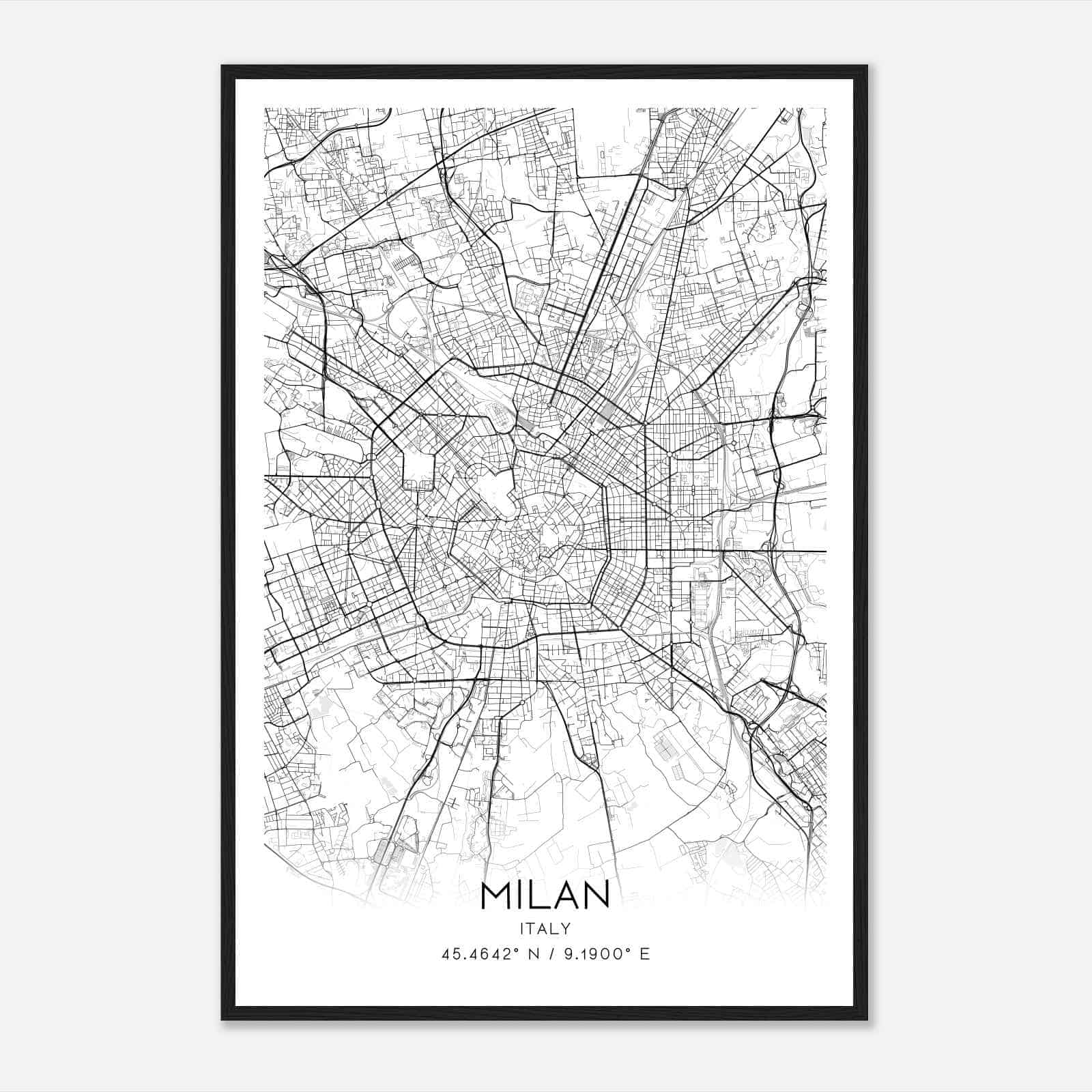 Milan Italy Map Poster, Milan City Road Wall Art Print - Custom Maps ...