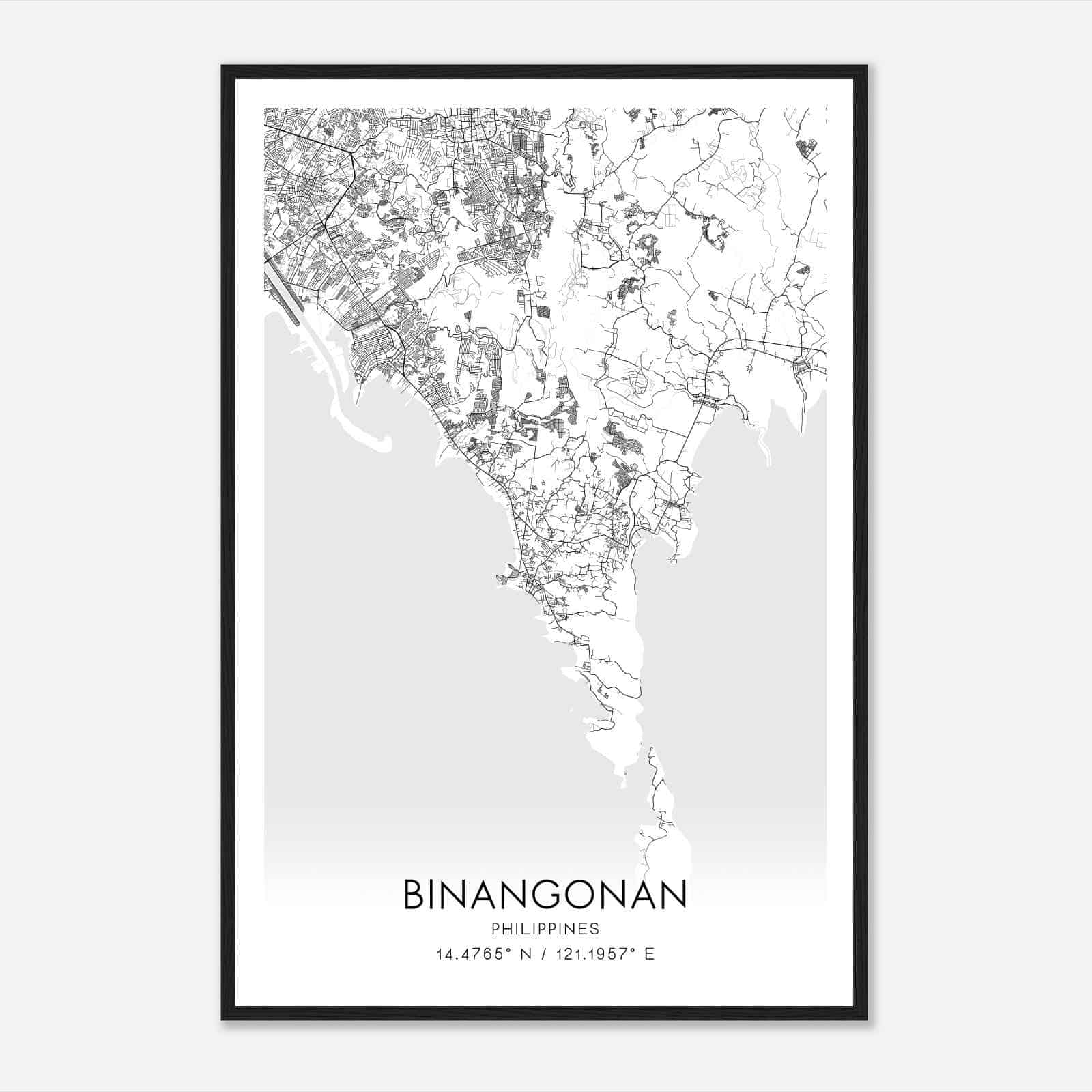 Binangonan Philippines Map Poster, Binangonan City Road Wall Art Print - Custom Maps & Posters