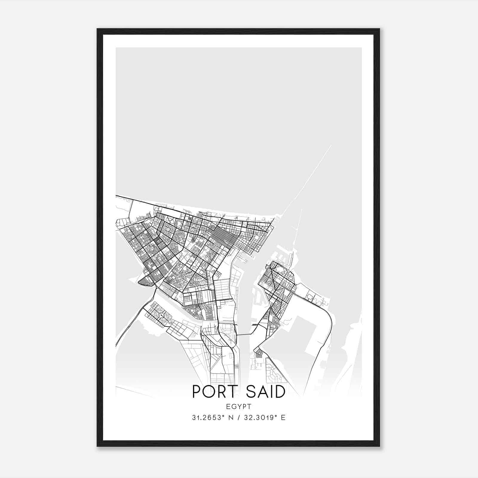 Port Said Egypt Map Poster, Port Said City Road Wall Art Print - Custom ...
