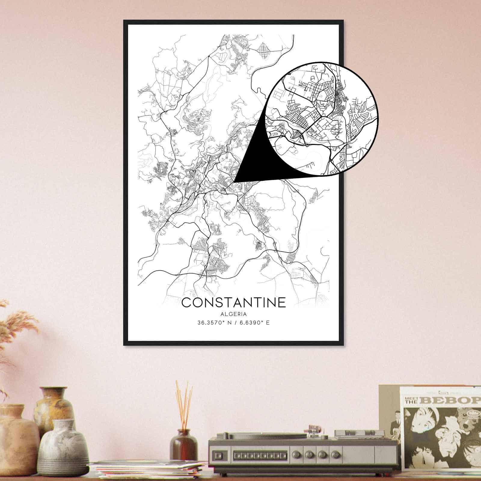 Constantine Algeria Map Poster, Constantine City Road Wall Art Print ...