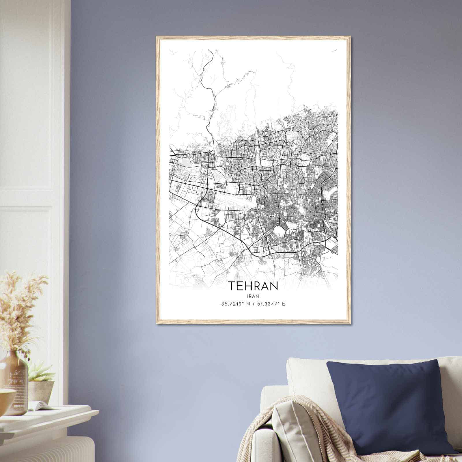 Tehran Iran Map Poster, Tehran City Road Wall Art Print - Custom Maps ...