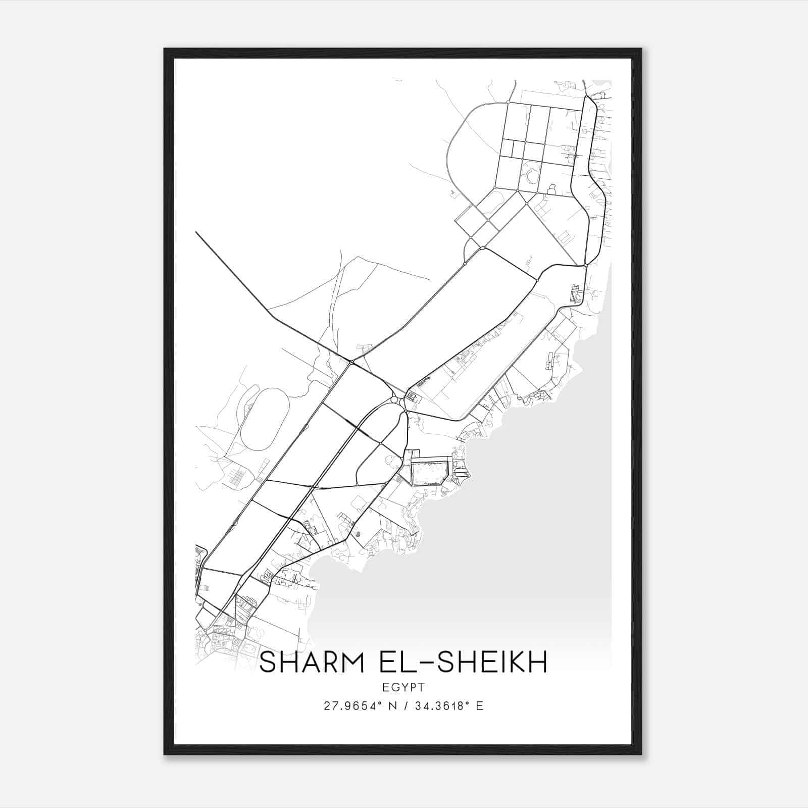 Sharm ElSheikh Egypt Map Poster, Sharm ElSheikh City Road Wall Art ...