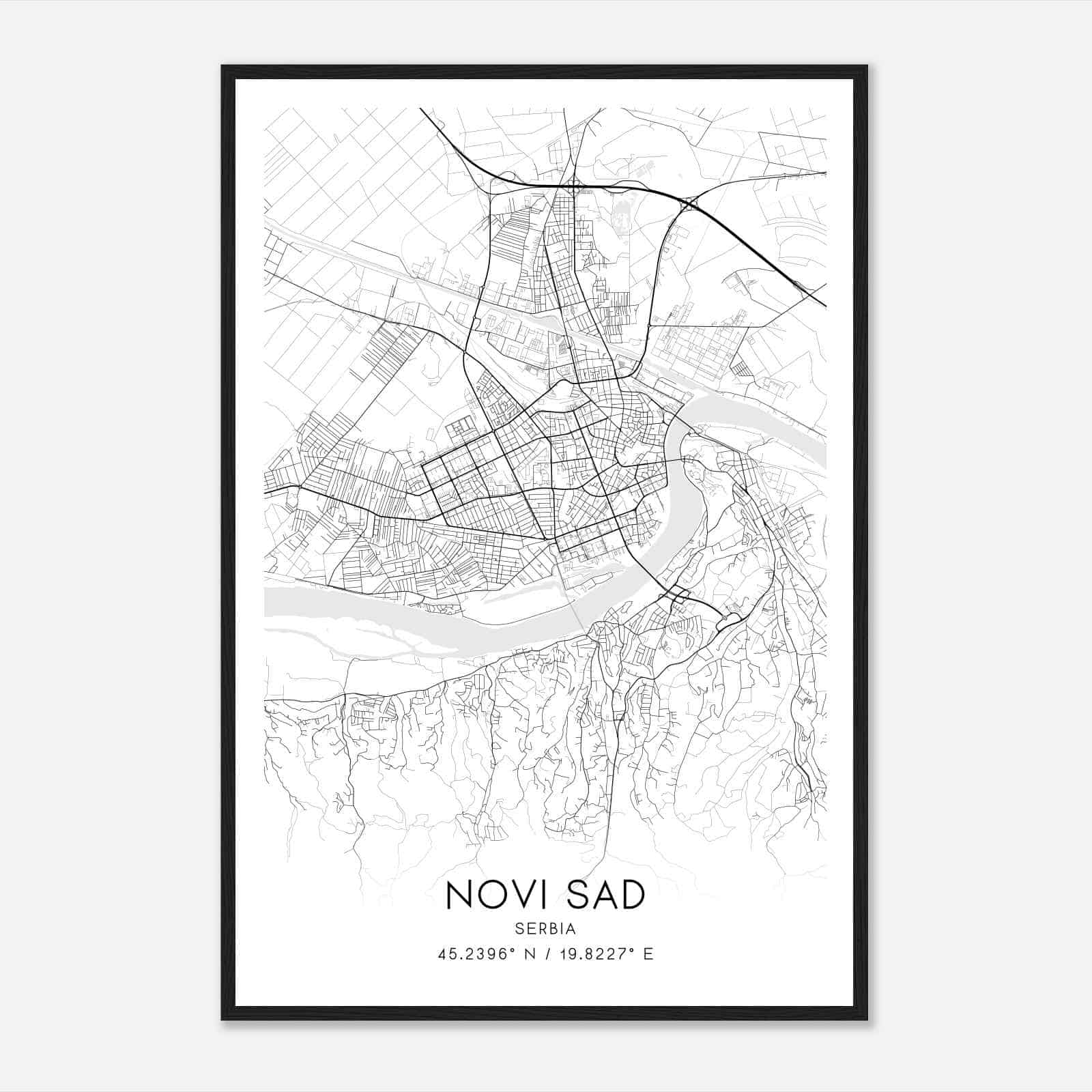 Novi Sad Serbia Map Poster, Novi Sad City Road Wall Art Print - Custom ...