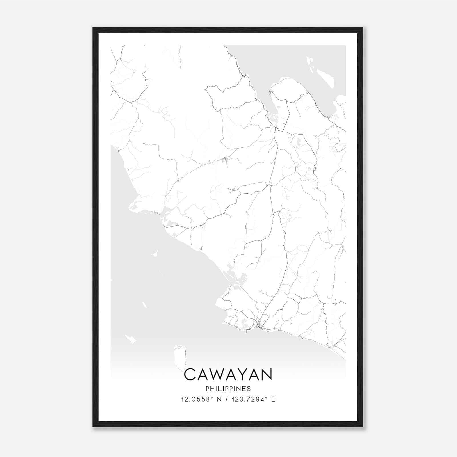 Cawayan Philippines Map Poster, Cawayan City Road Wall Art Print ...