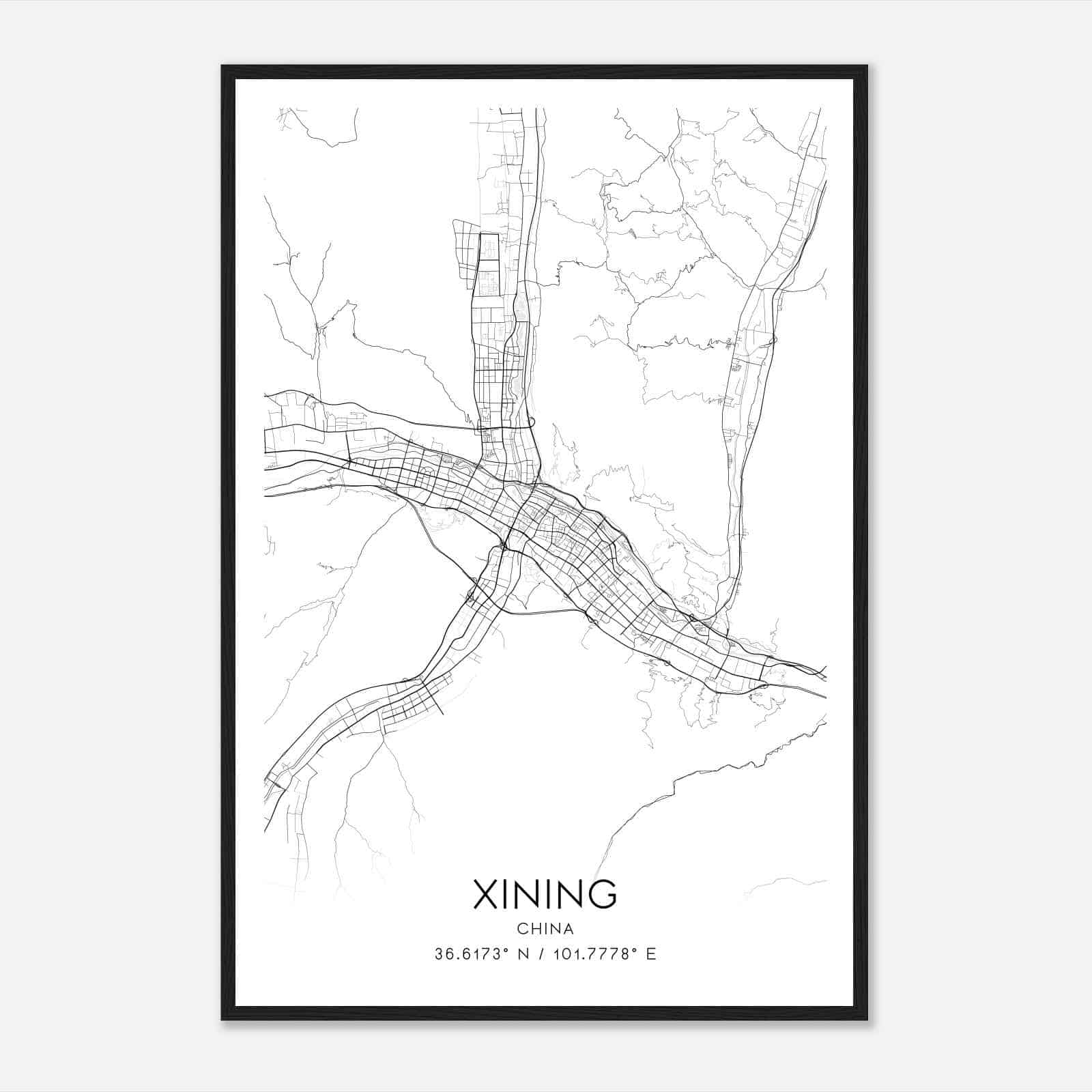 Xining China Map Poster, Xining City Road Wall Art Print - Custom Maps ...
