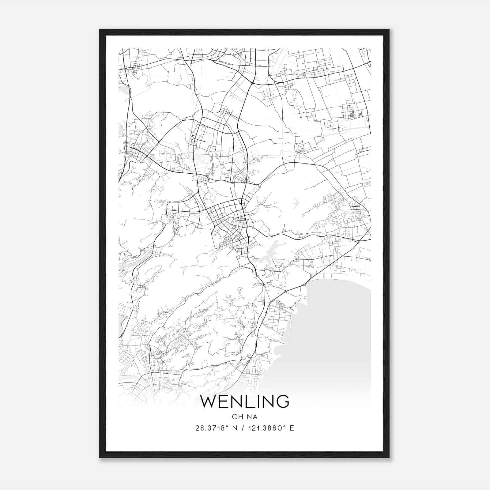 Wenling China Map Poster, Wenling City Road Wall Art Print - Custom ...