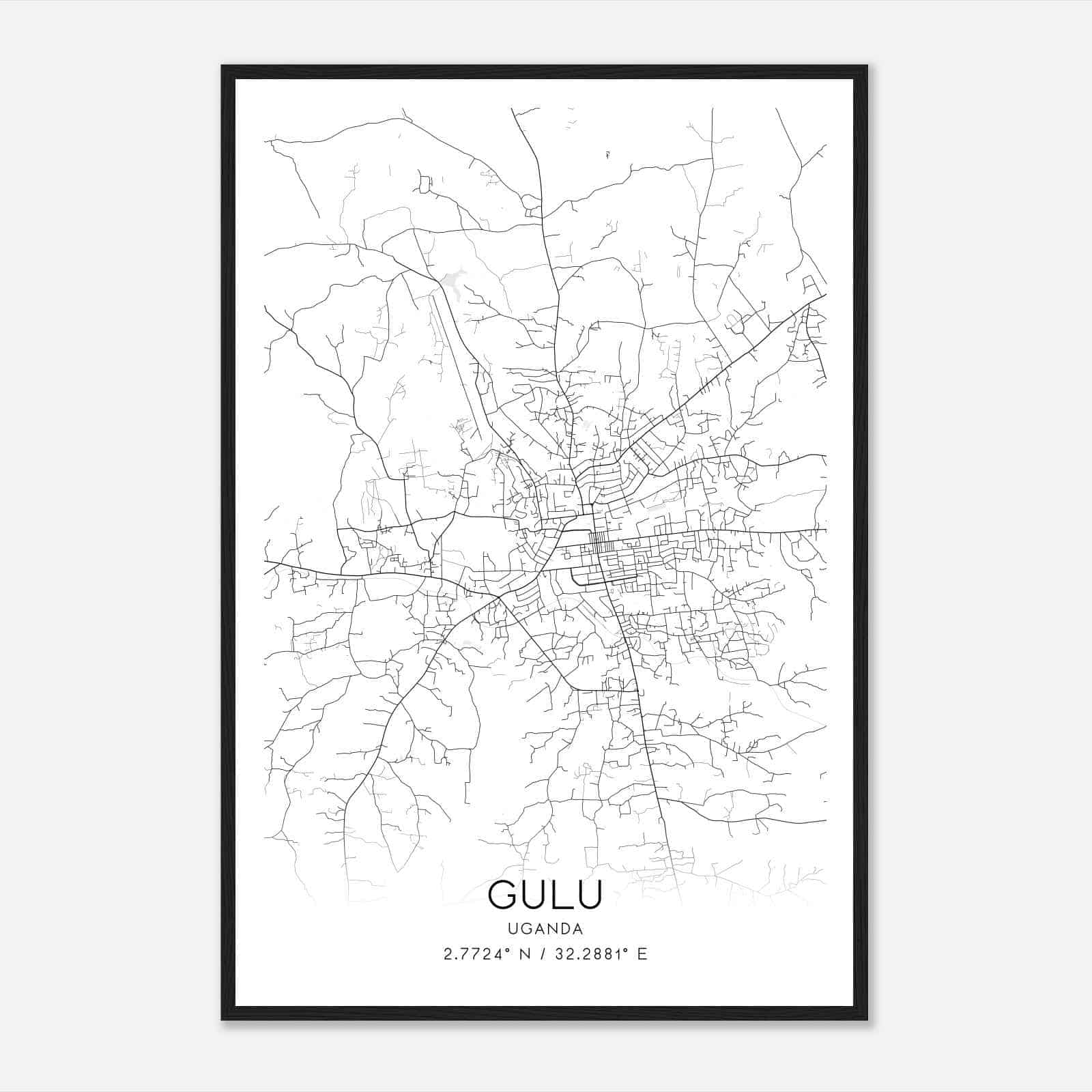 Gulu Uganda Map Poster, Gulu City Road Wall Art Print - Custom Maps ...