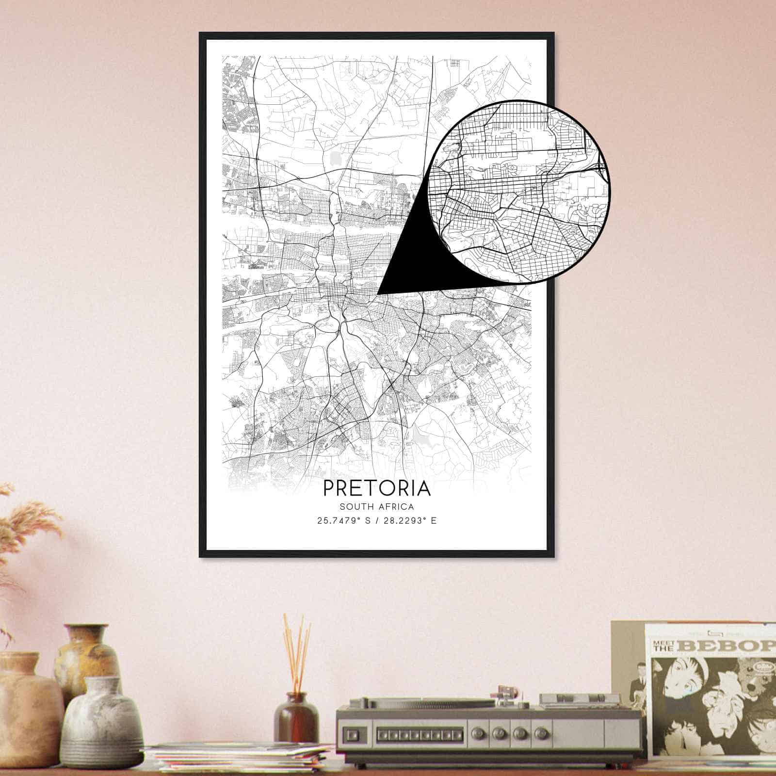 Pretoria South Africa Map Poster, Pretoria City Road Wall Art Print ...