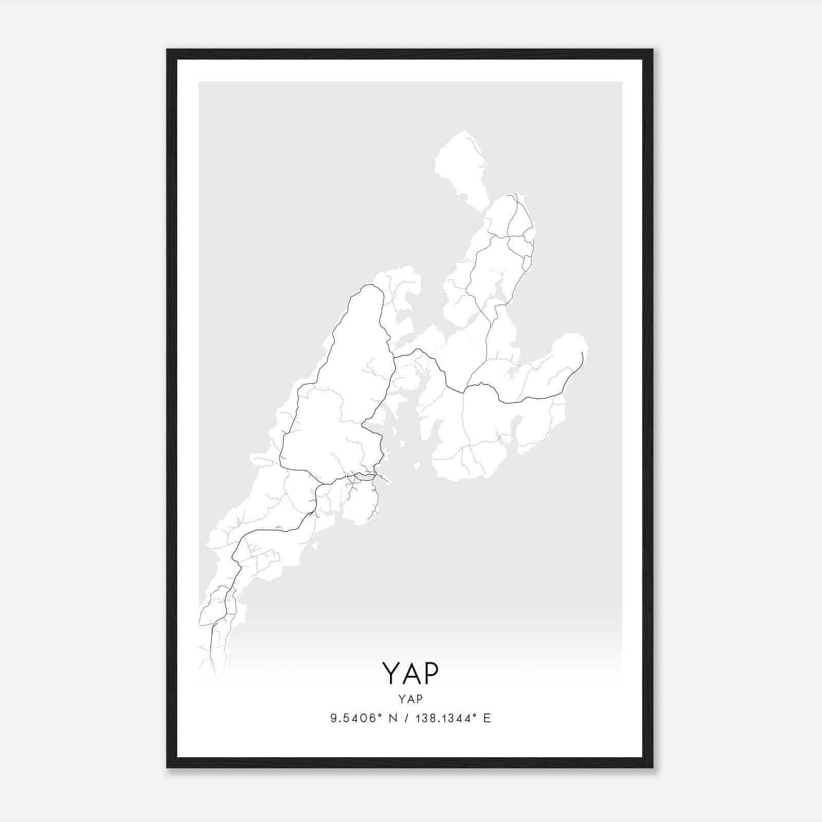 Yap Yap Map Poster, Yap City Road Wall Art Print - Custom Maps & Posters