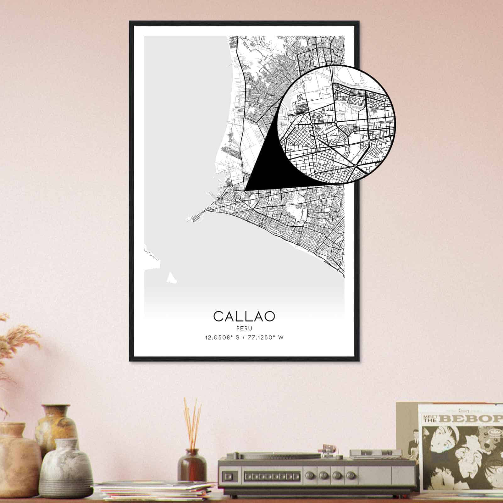 Callao Peru Map Poster, Callao City Road Wall Art Print - Custom Maps ...