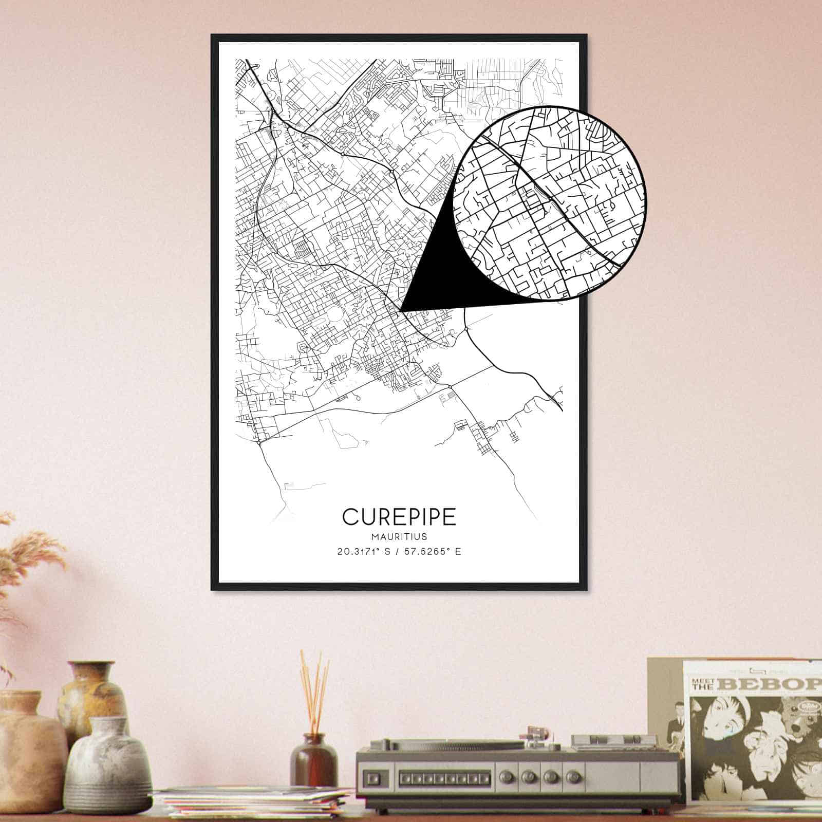 Curepipe Mauritius Map Poster, Curepipe City Road Wall Art Print ...