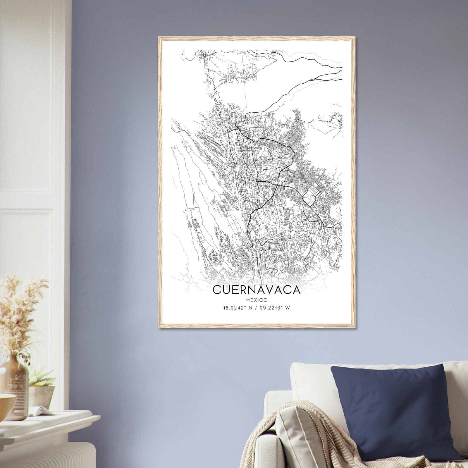 Cuernavaca Mexico Map Poster, Cuernavaca City Road Wall Art Print ...