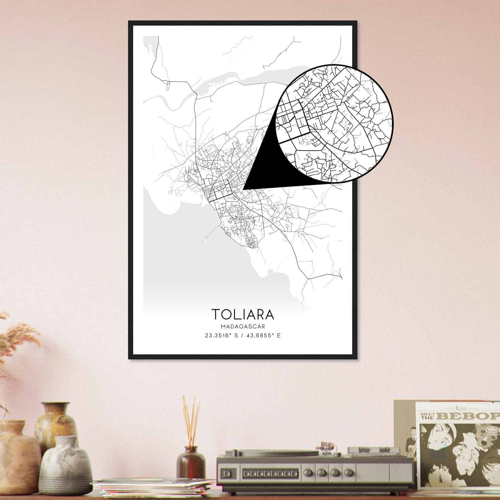 Toliara Madagascar Map Poster, Toliara City Road Wall Art Print ...