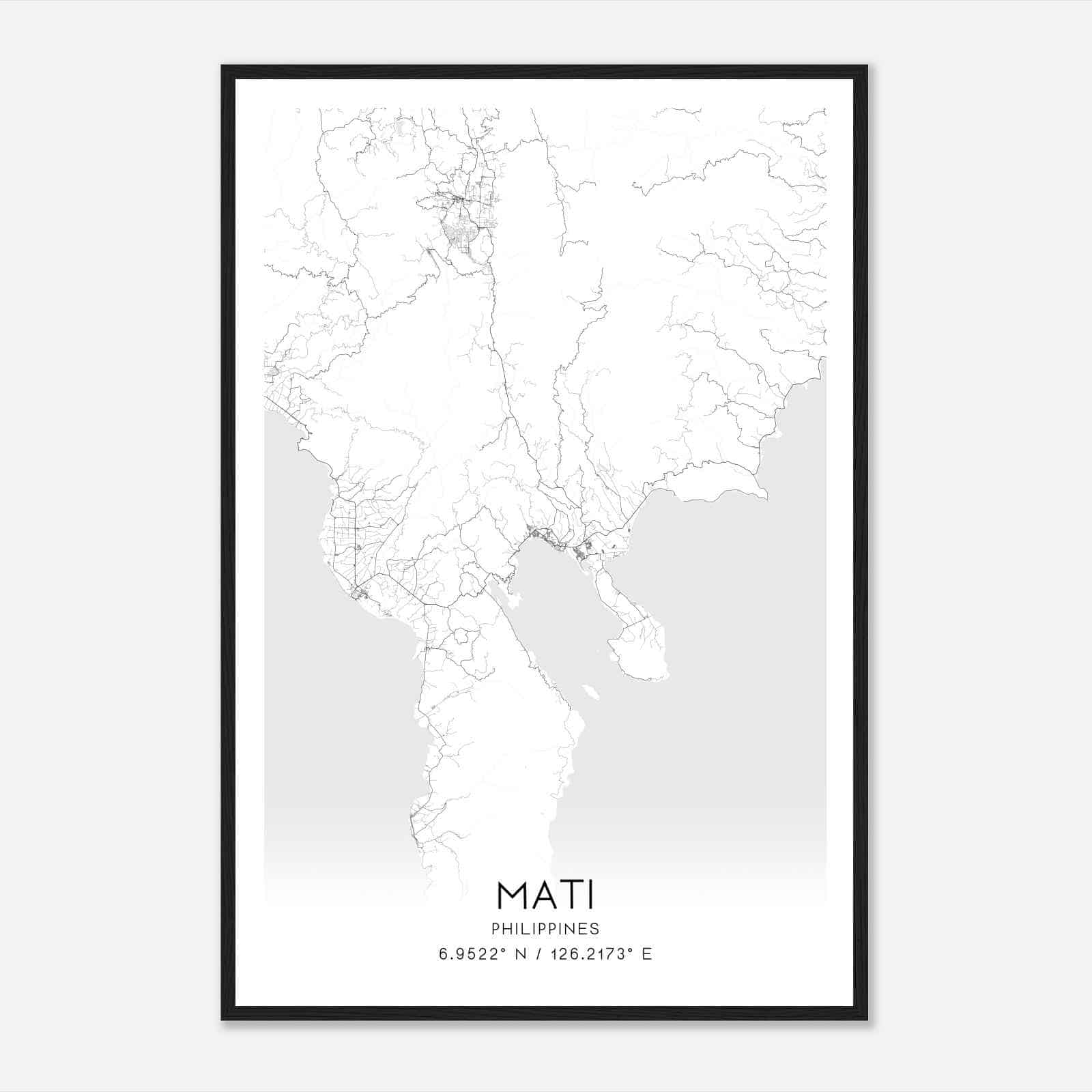 Mati Philippines Map Poster, Mati City Road Wall Art Print - Custom ...