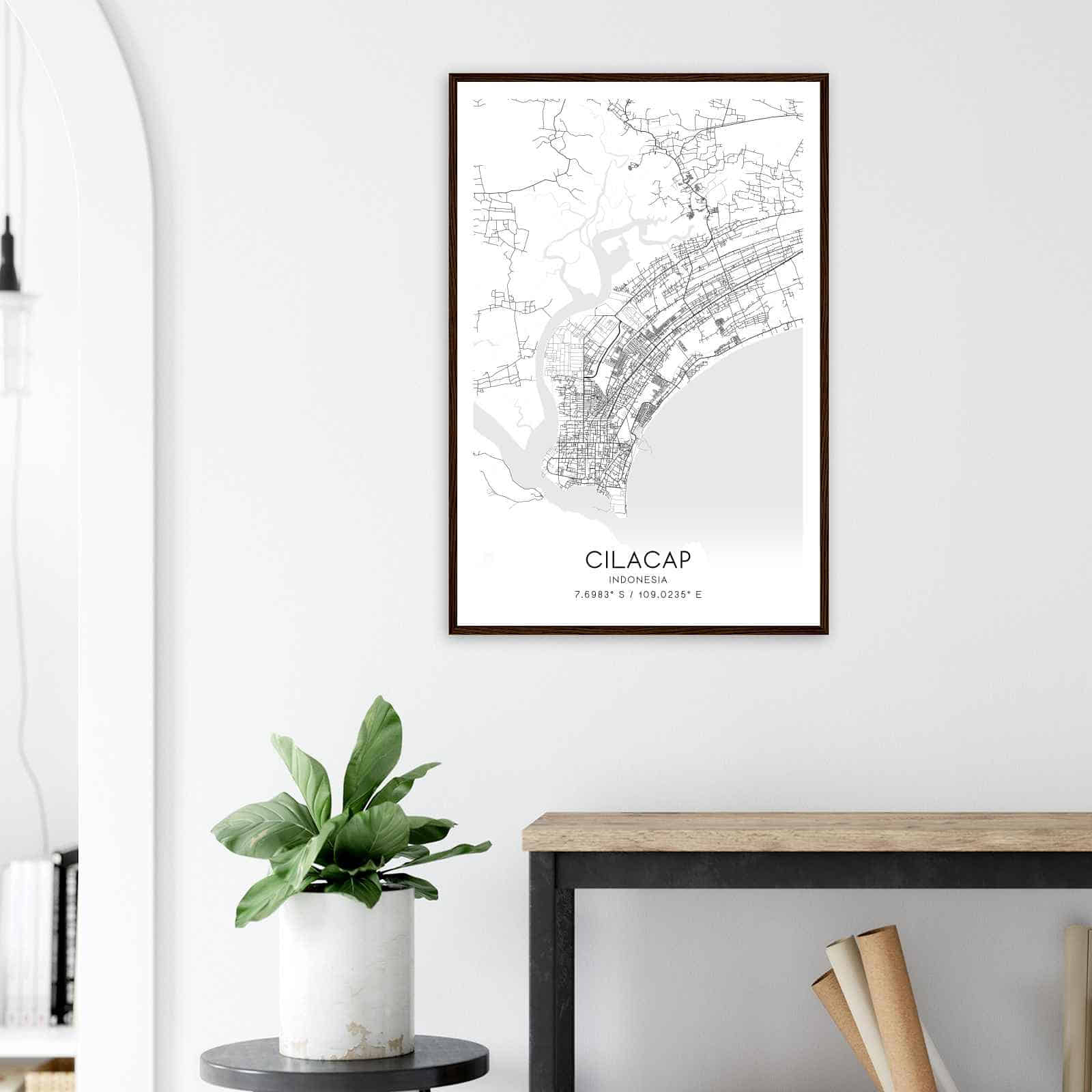 Cilacap Indonesia Map Poster, Cilacap City Road Wall Art Print - Custom ...