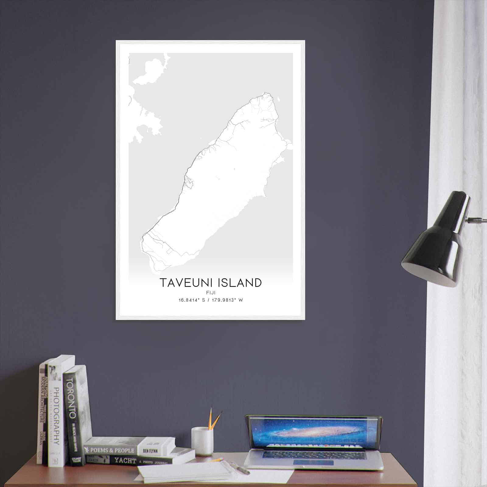 Taveuni Island Fiji Map Poster, Taveuni Island City Road Wall Art Print ...