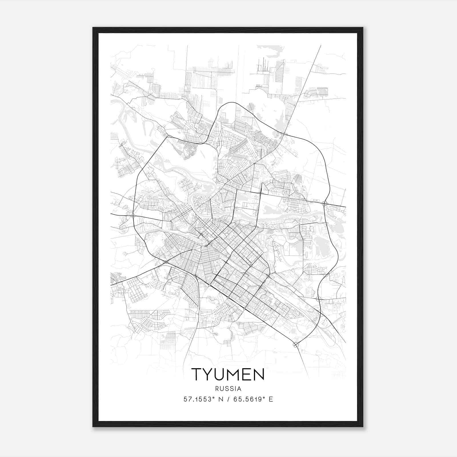 Tyumen Russia Map Poster, Tyumen City Road Wall Art Print - Custom Maps ...