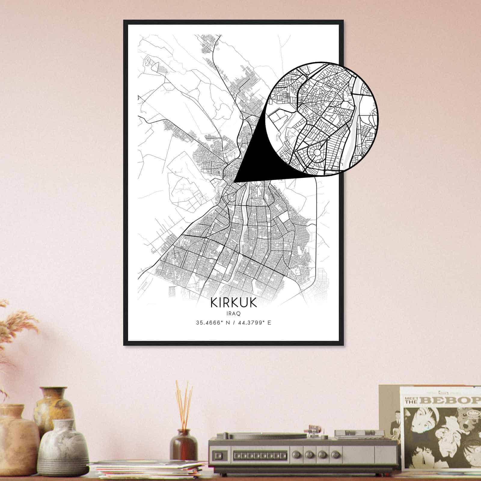 Kirkuk Iraq Map Poster, Kirkuk City Road Wall Art Print - Custom Maps ...