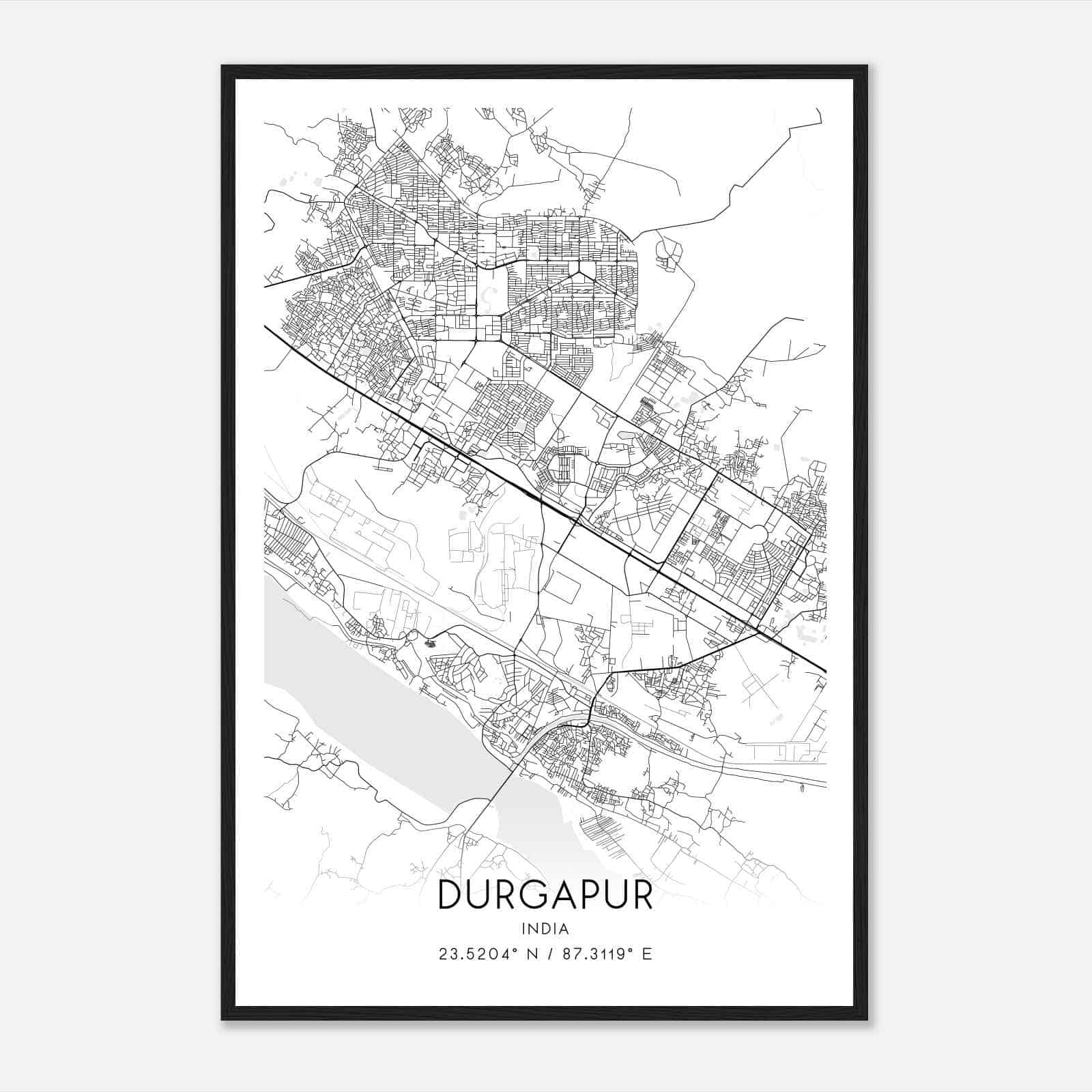 Durgapur India Map Poster, Durgapur City Road Wall Art Print - Custom ...